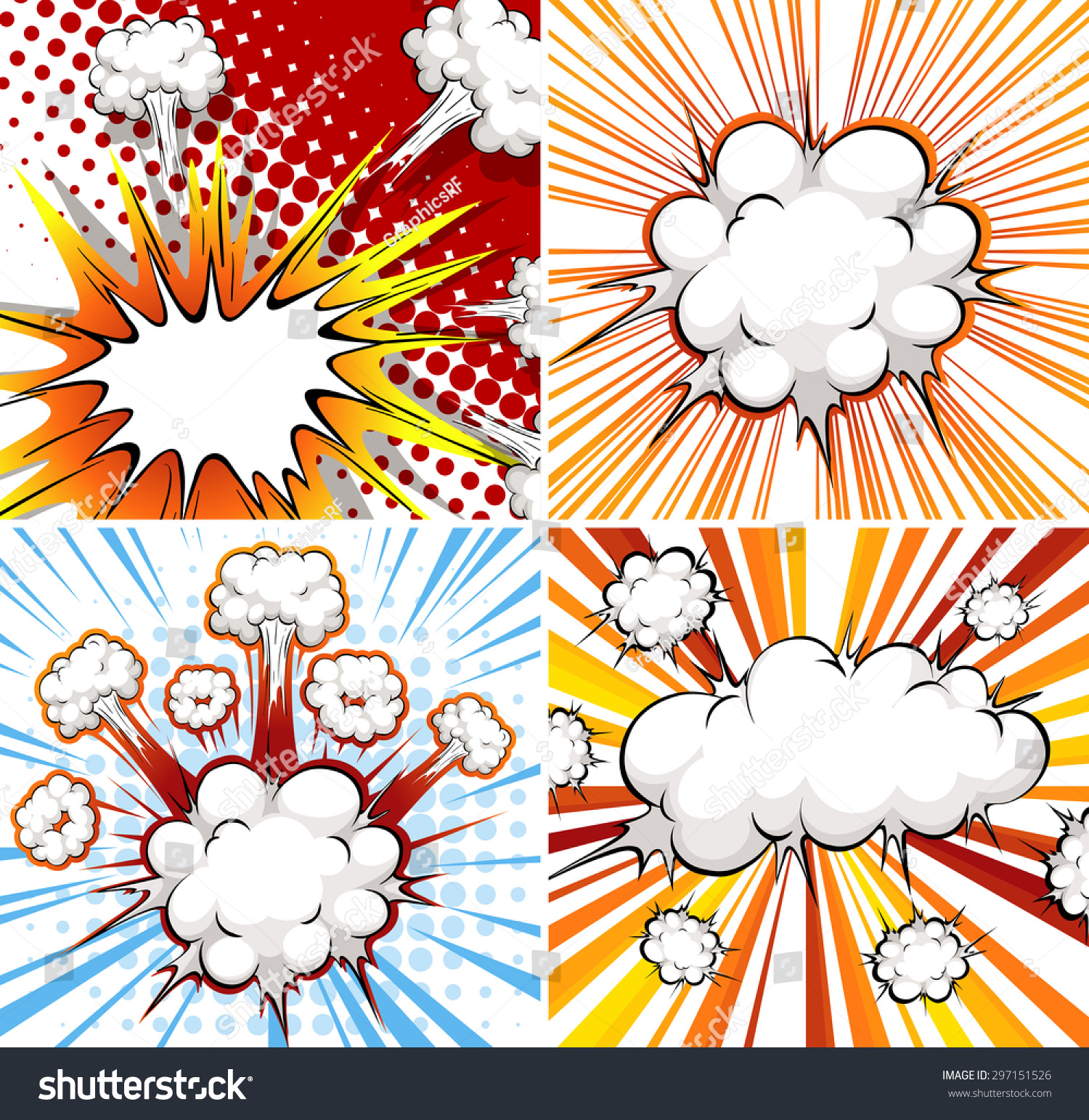 Explosion Template In Four Different Designs Stock Vector Illustration ...