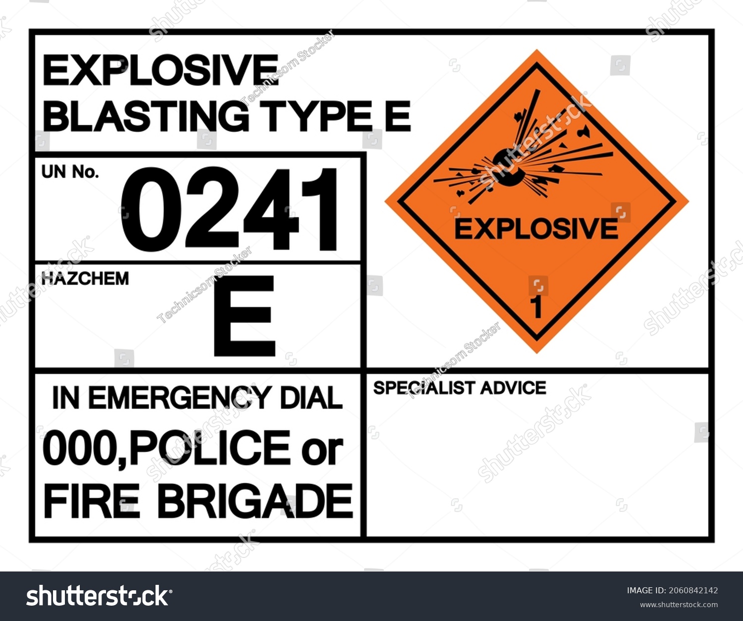 Explosive Blasting Type E Un0241 Symbol Stock Vector (Royalty Free ...