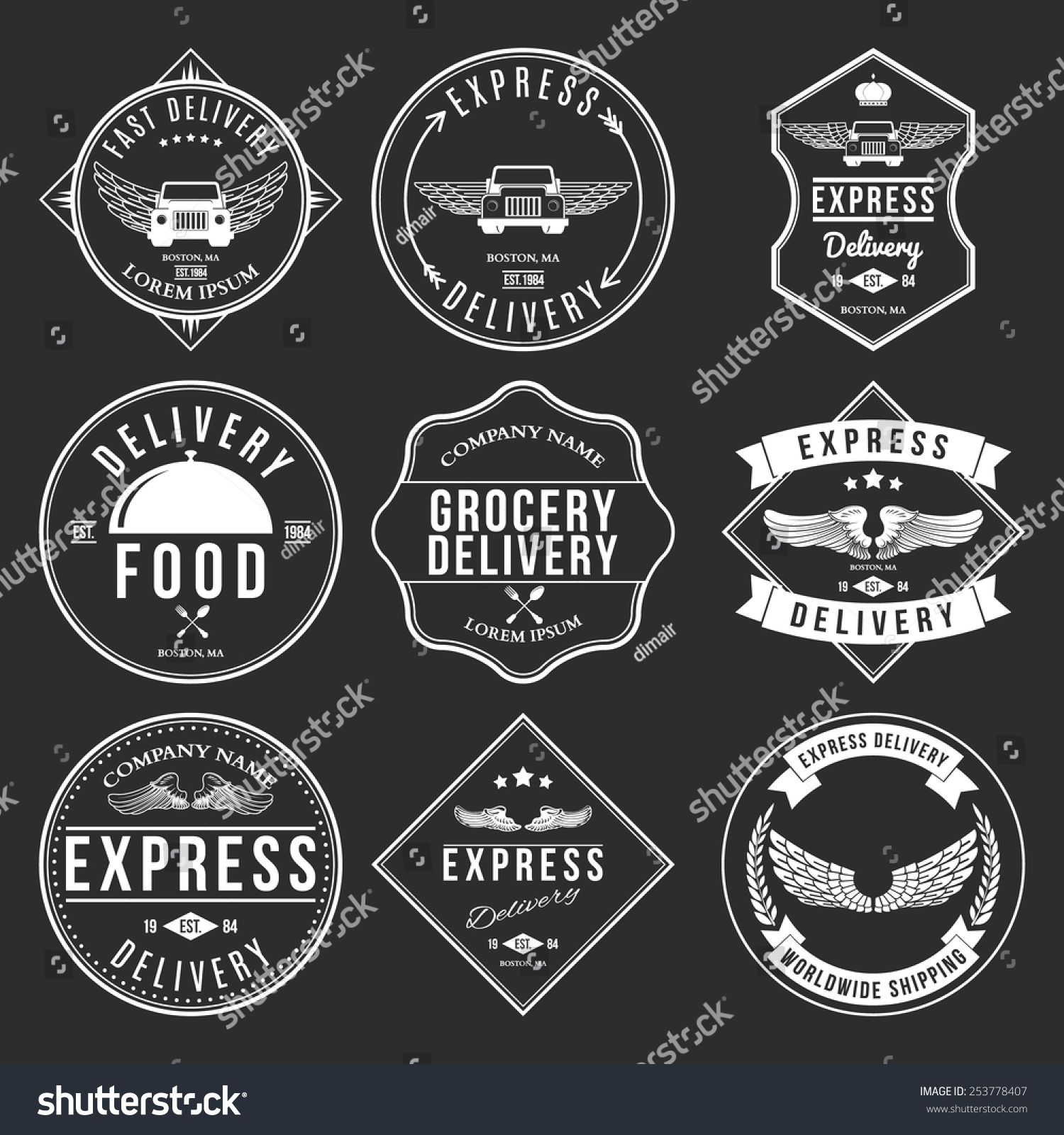 Express Delivery Label Badges Design Elements Stock Vector (Royalty ...