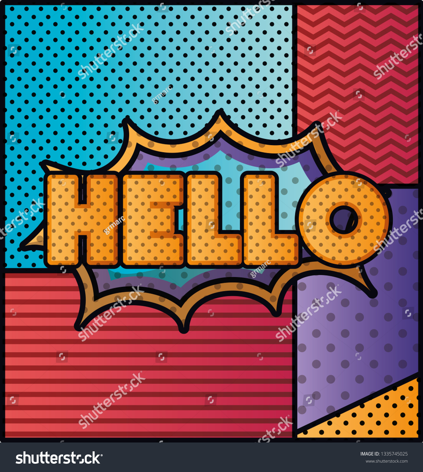 Expression Bubble Hello Pop Art Style Stock Vector (Royalty Free ...