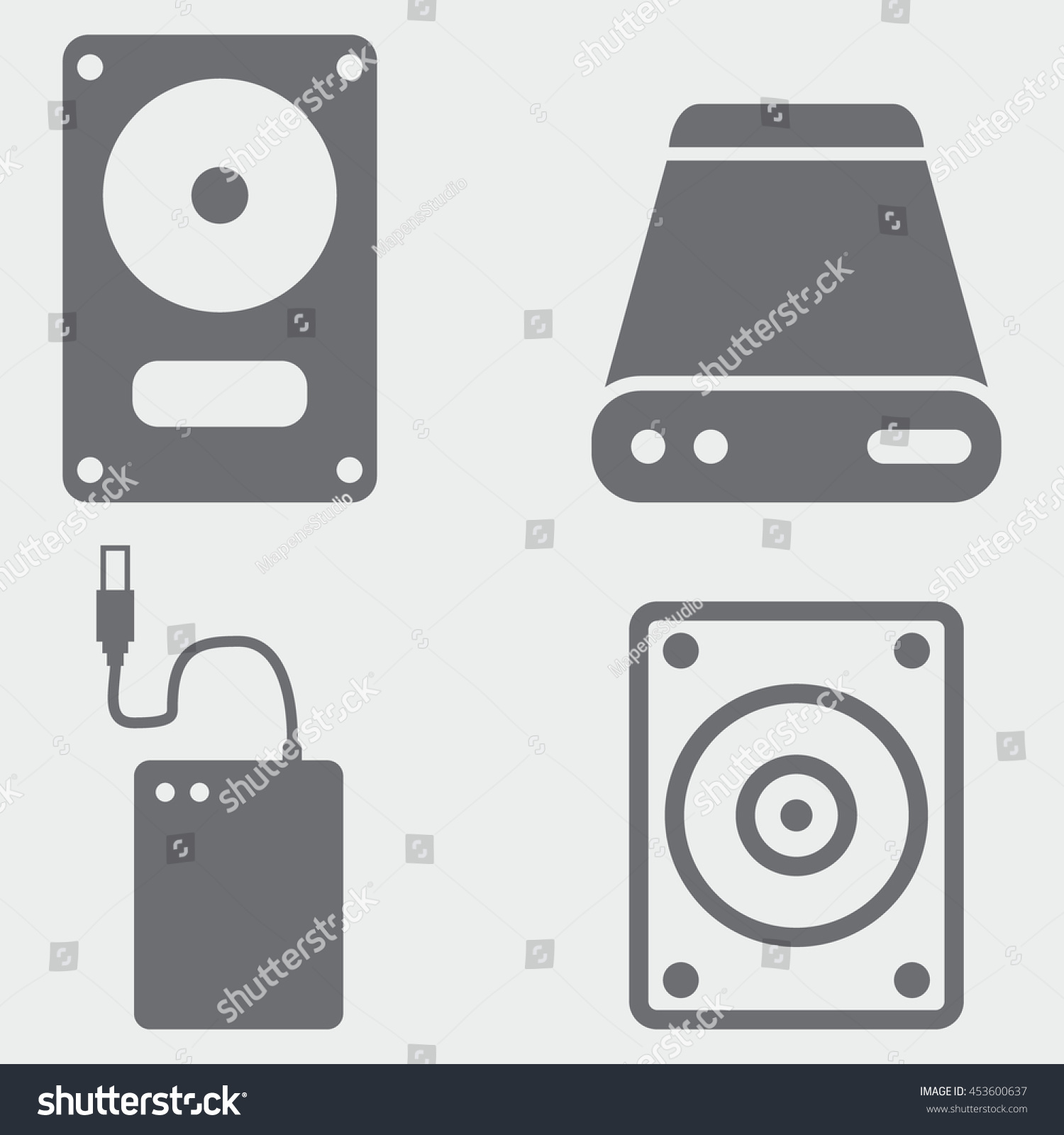 External Hard Drive Icons Stock Vector (Royalty Free) 453600637 ...