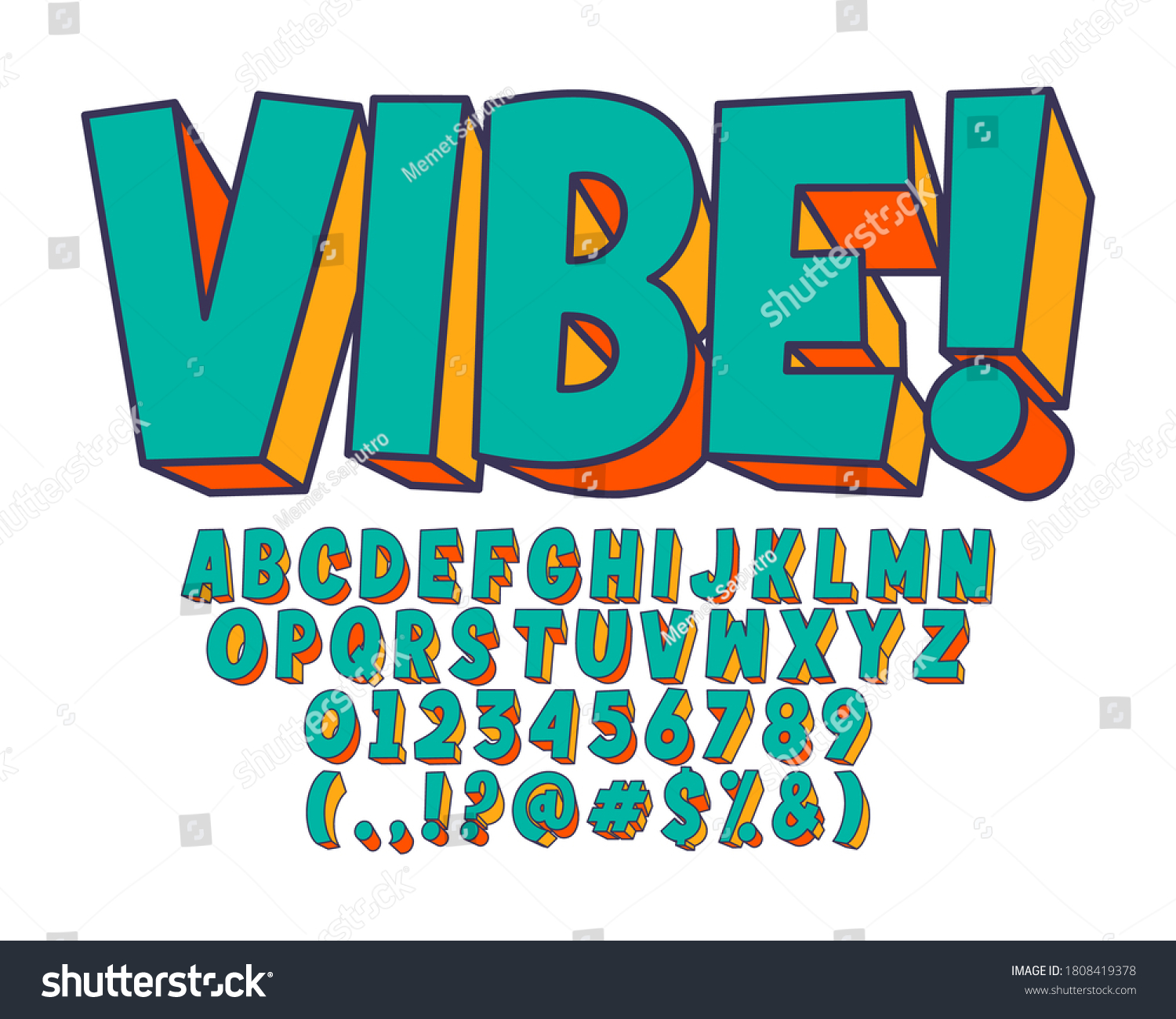 Extrude Retro Comic Font Effect Stock Vector (Royalty Free) 1808419378
