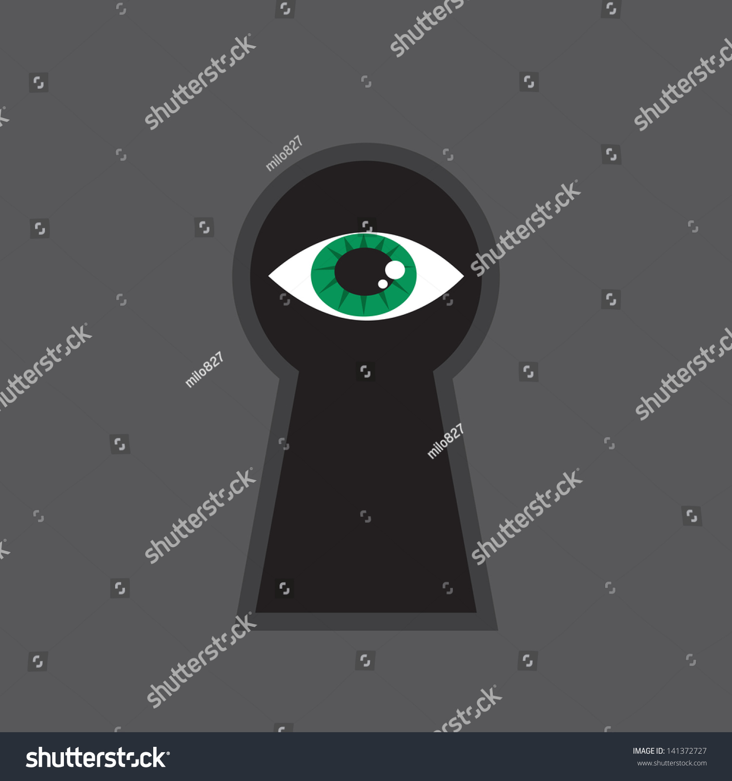Eye Looking Through Large Keyhole: vector de stock (libre de regalías ...