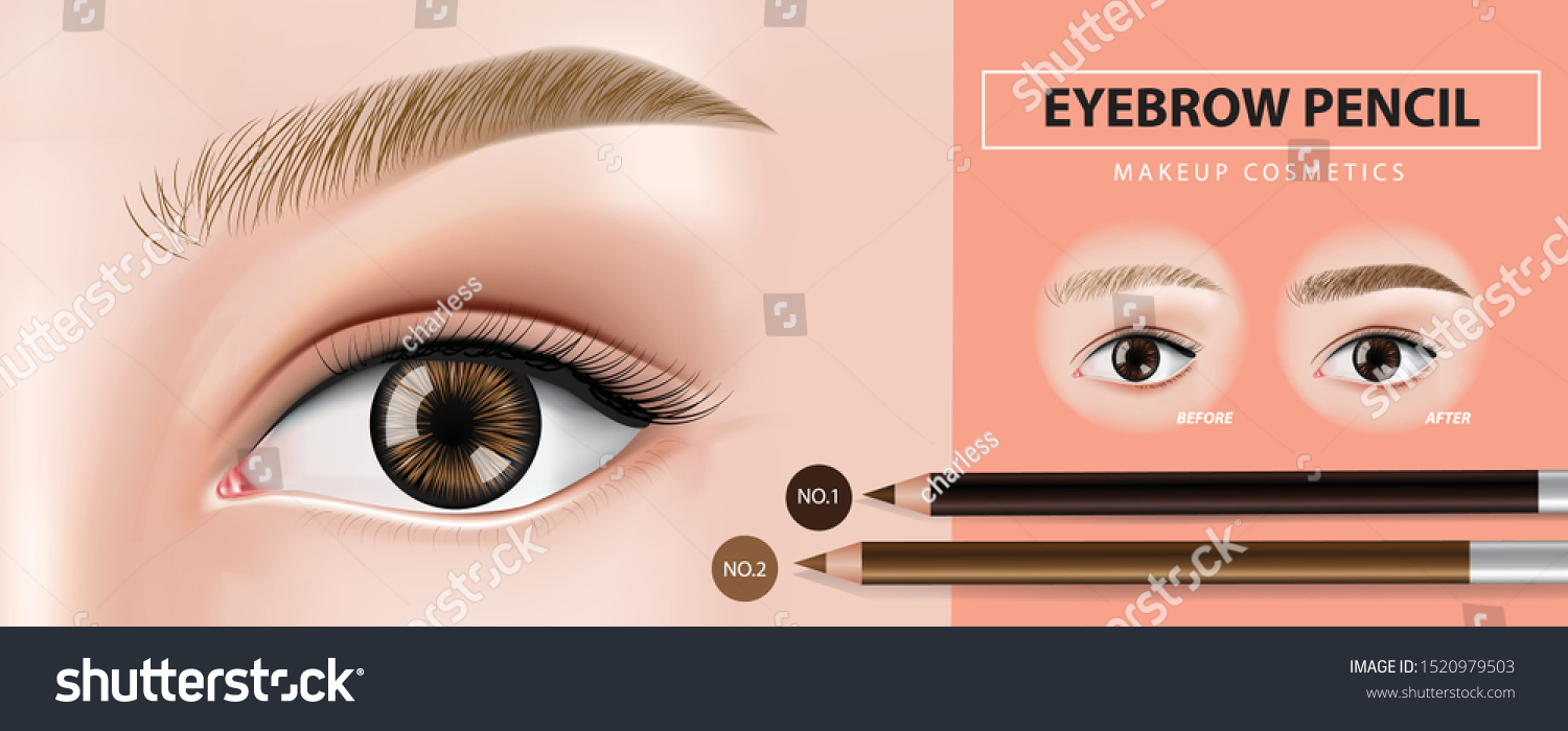 Eyebrows Pencil Banner Design Vector Illustration Stock Vector (Royalty ...