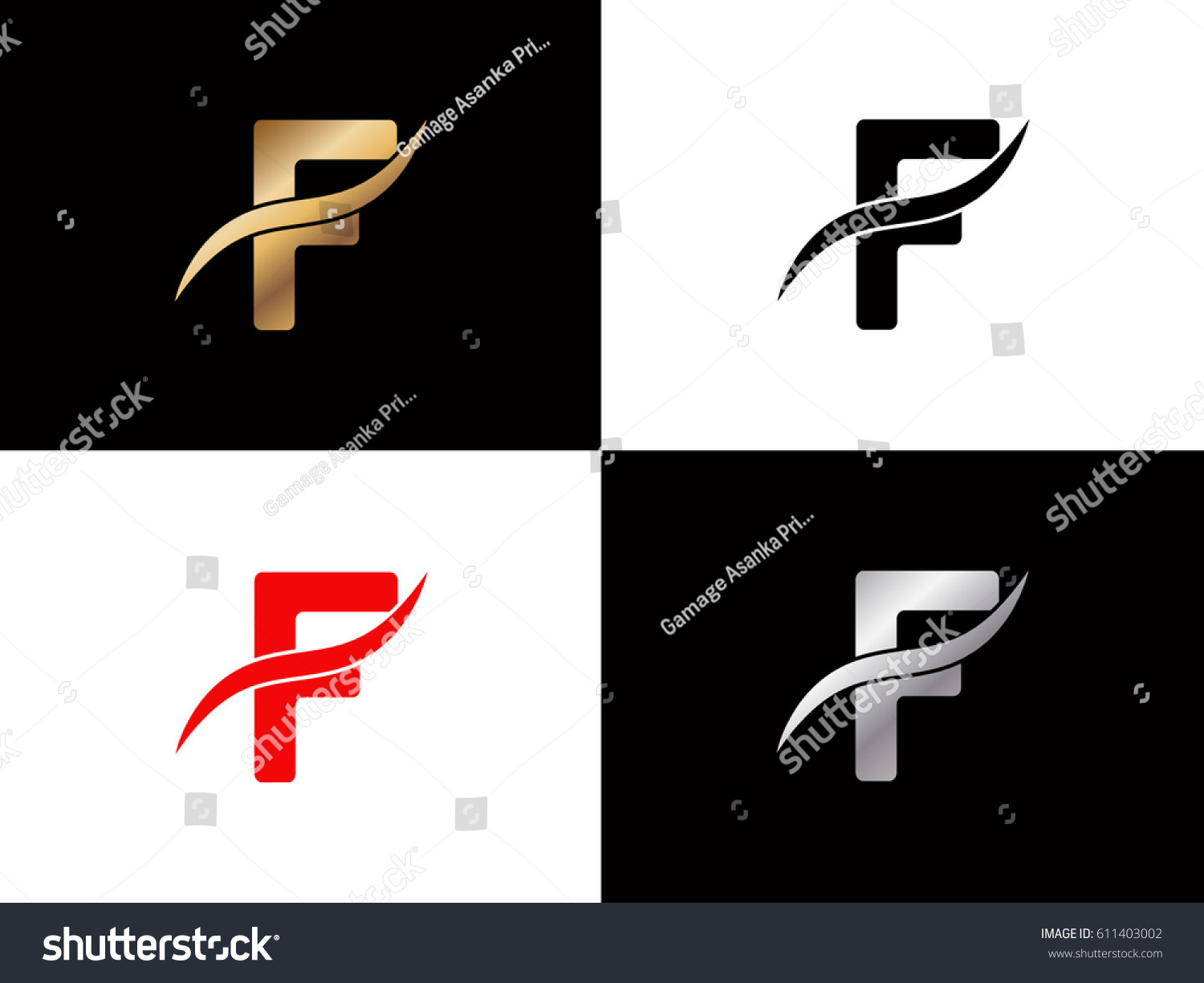 F Text Logo Stock Vector (Royalty Free) 611403002