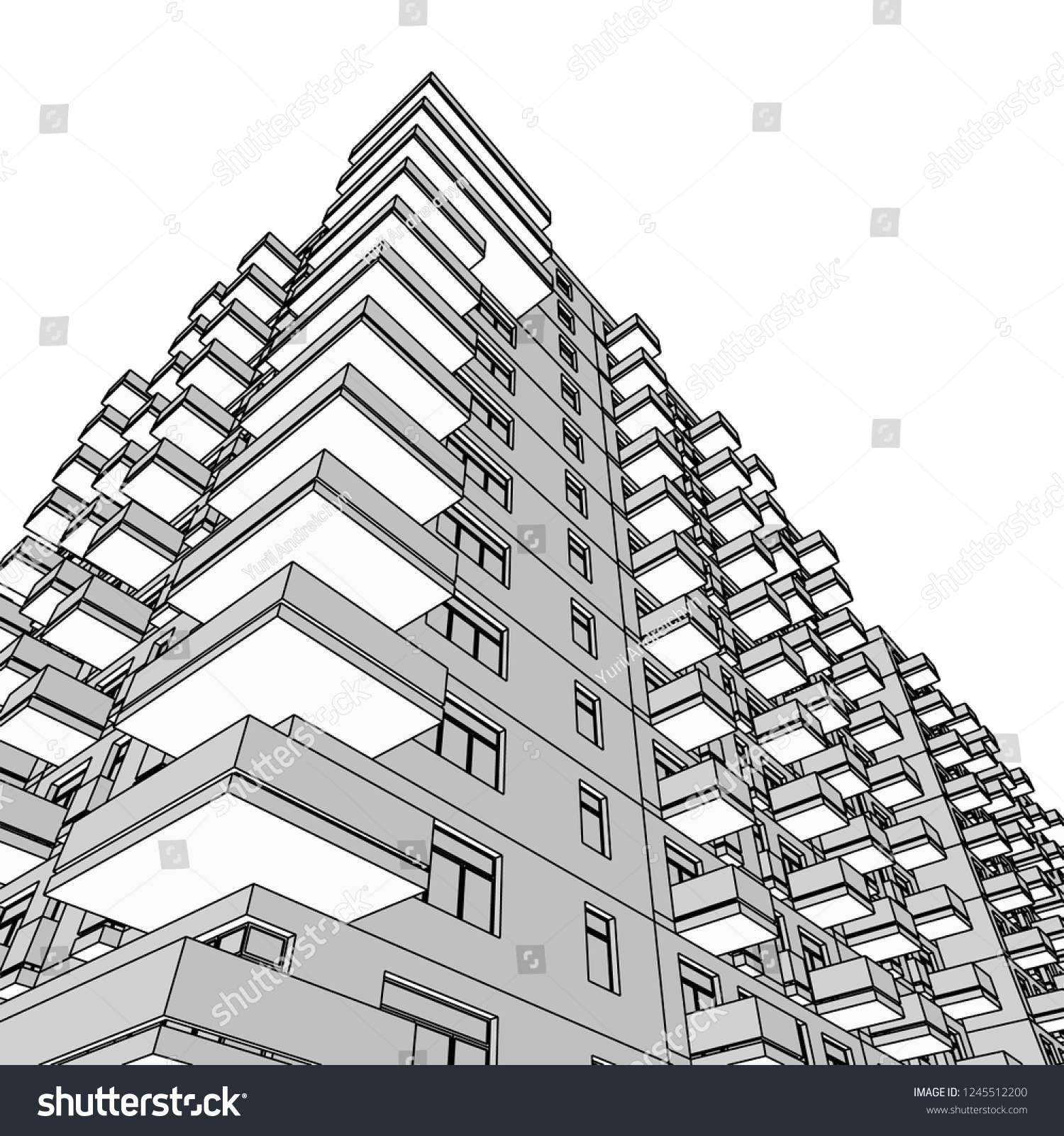 Facade Building 3d Architecture Stock Vector (Royalty Free) 1245512200