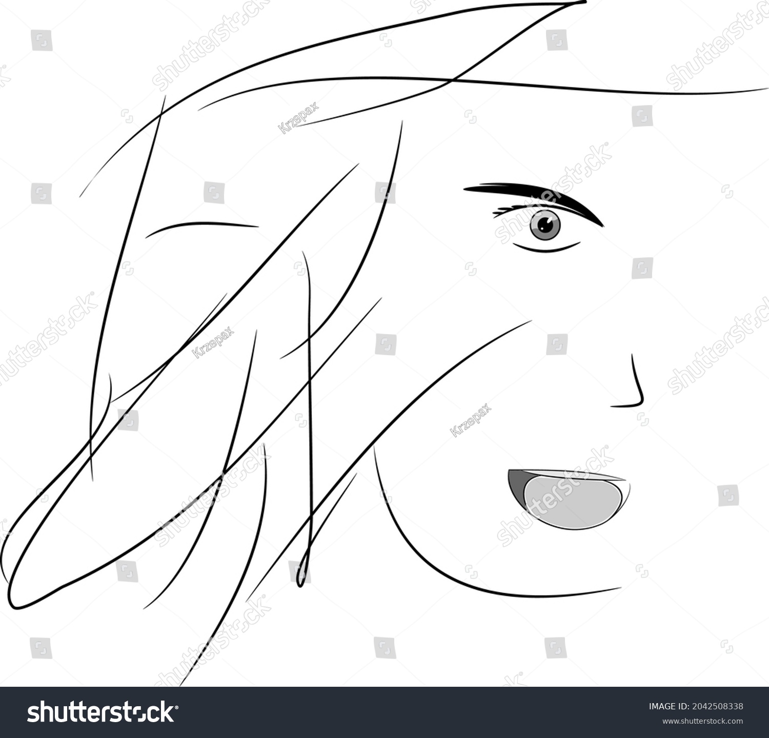 Face Drawing Simple Smile One Eye Stock Vector (Royalty Free ...