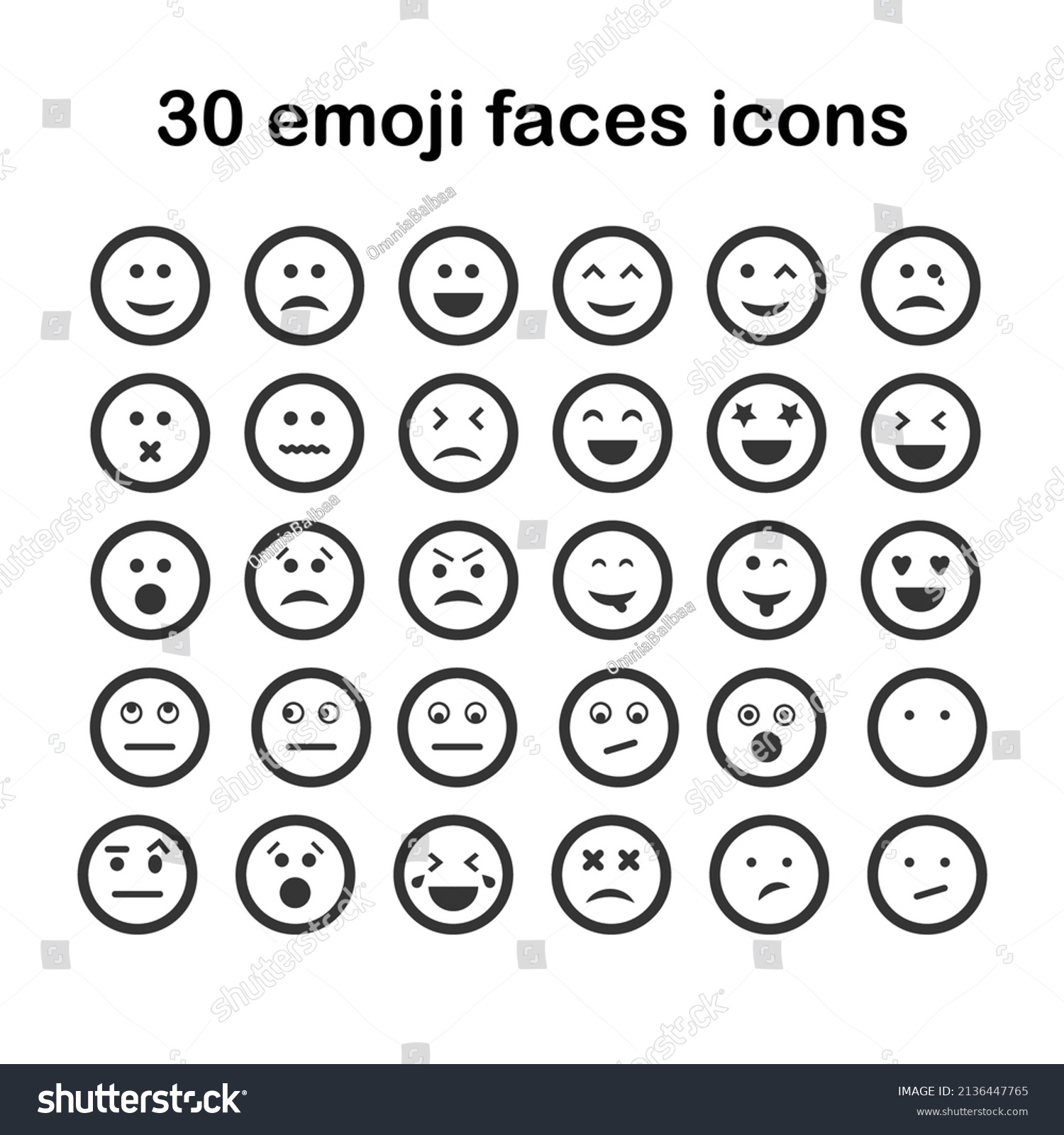 Face Emojis Icon Simple Round Set Stock Vector (Royalty Free ...