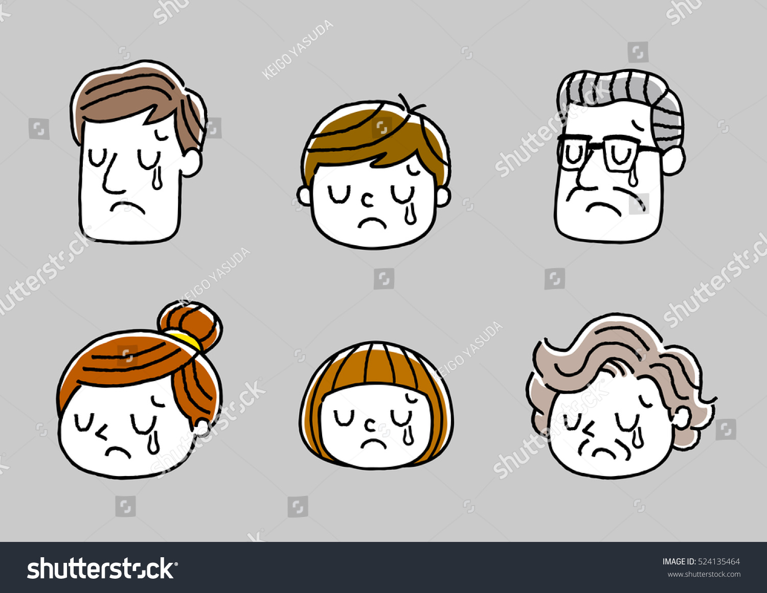 Face Facial Expression Sad Tears Stock Vector Royalty Free 524135464
