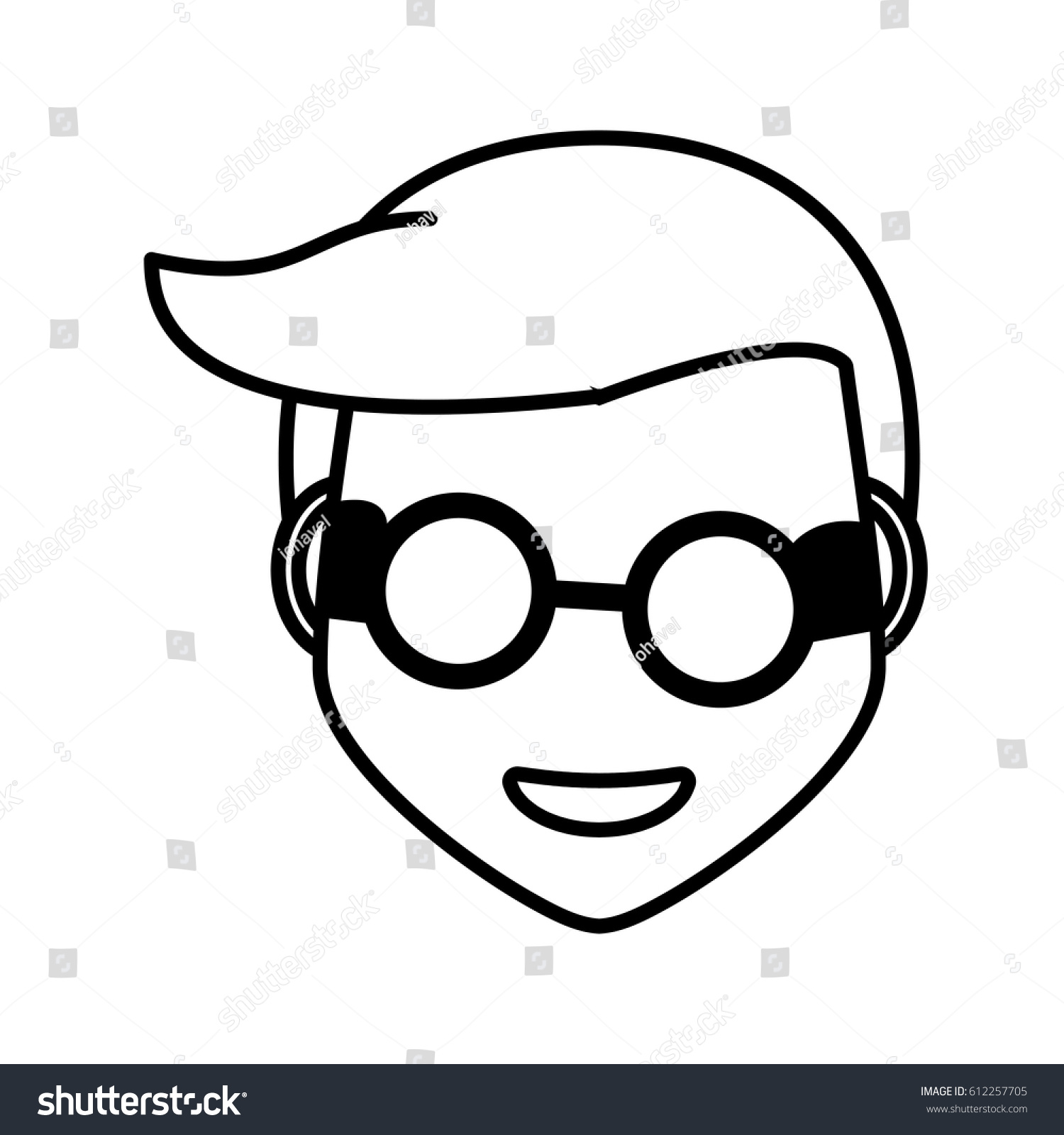 Face Guy Happy Outline Stock Vector (Royalty Free) 612257705