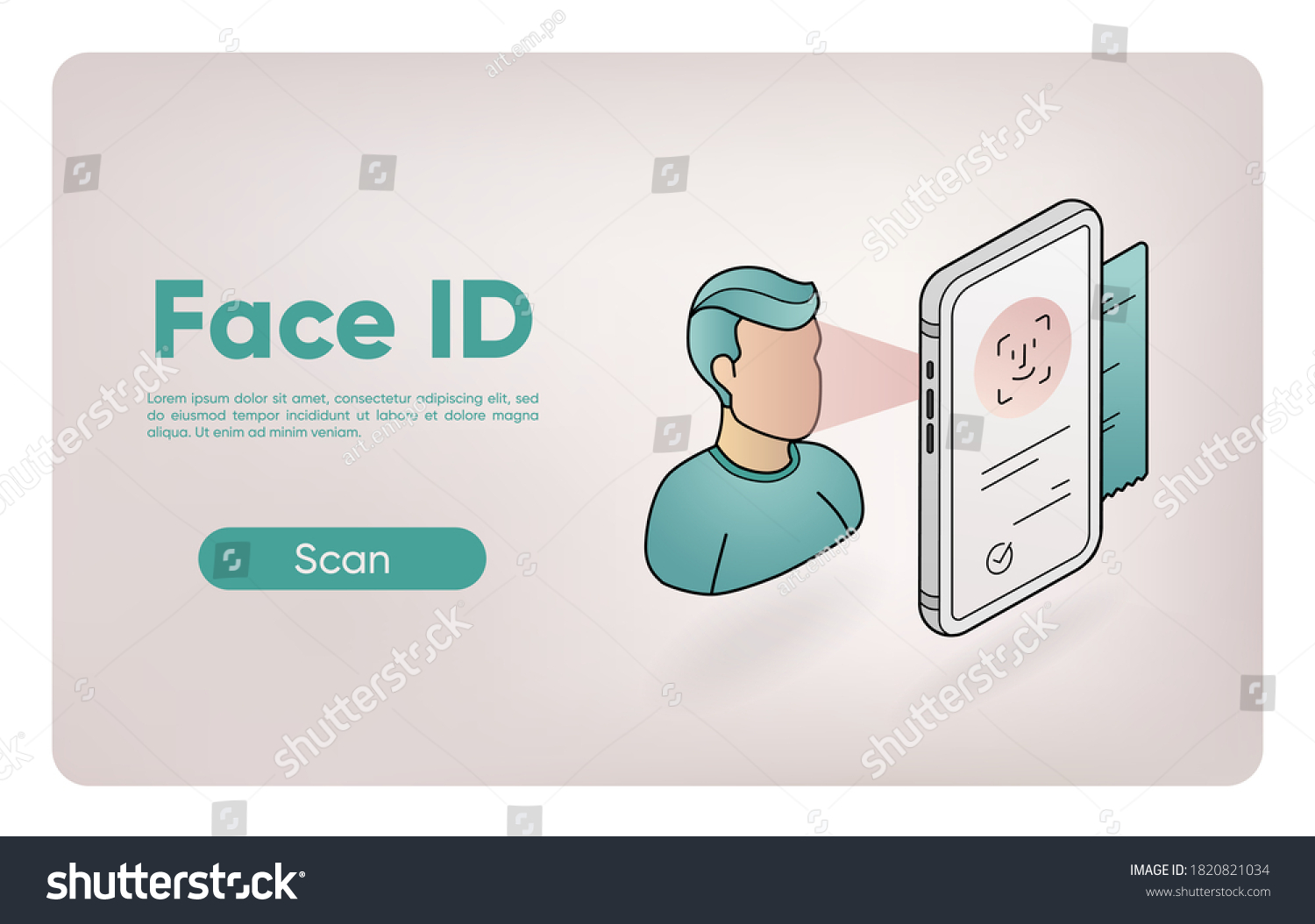 Face Id Banner Facial Recognition Verification Stock Vector (Royalty ... Face Id Banner Facial Recognition Verification Stock Vector (Royalty ...