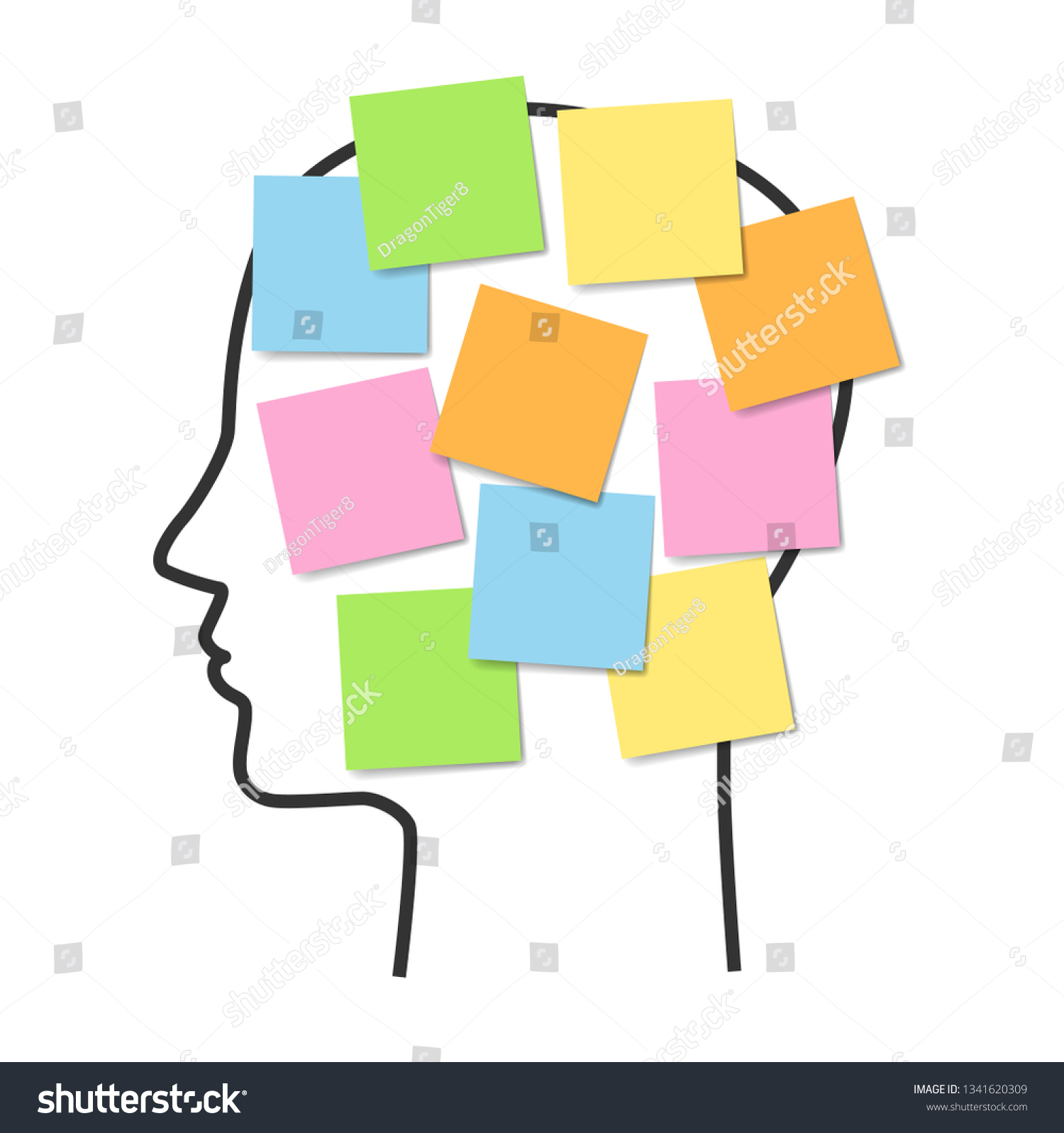 Face Profile Sticky Notes Stock Vector (Royalty Free) 1341620309 ...