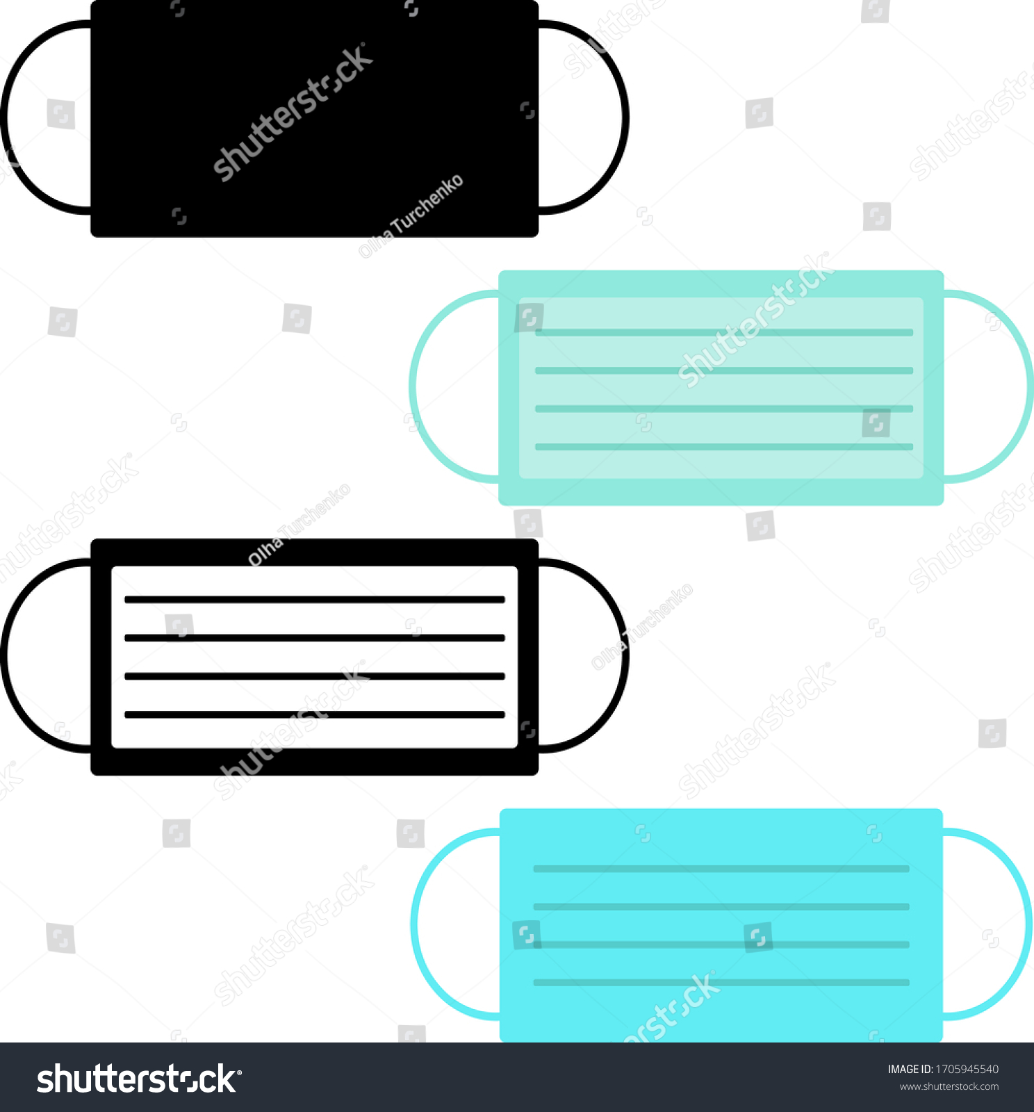 Face Mask Vector Black Silhouette Isolated Stock Vector (Royalty Free ...