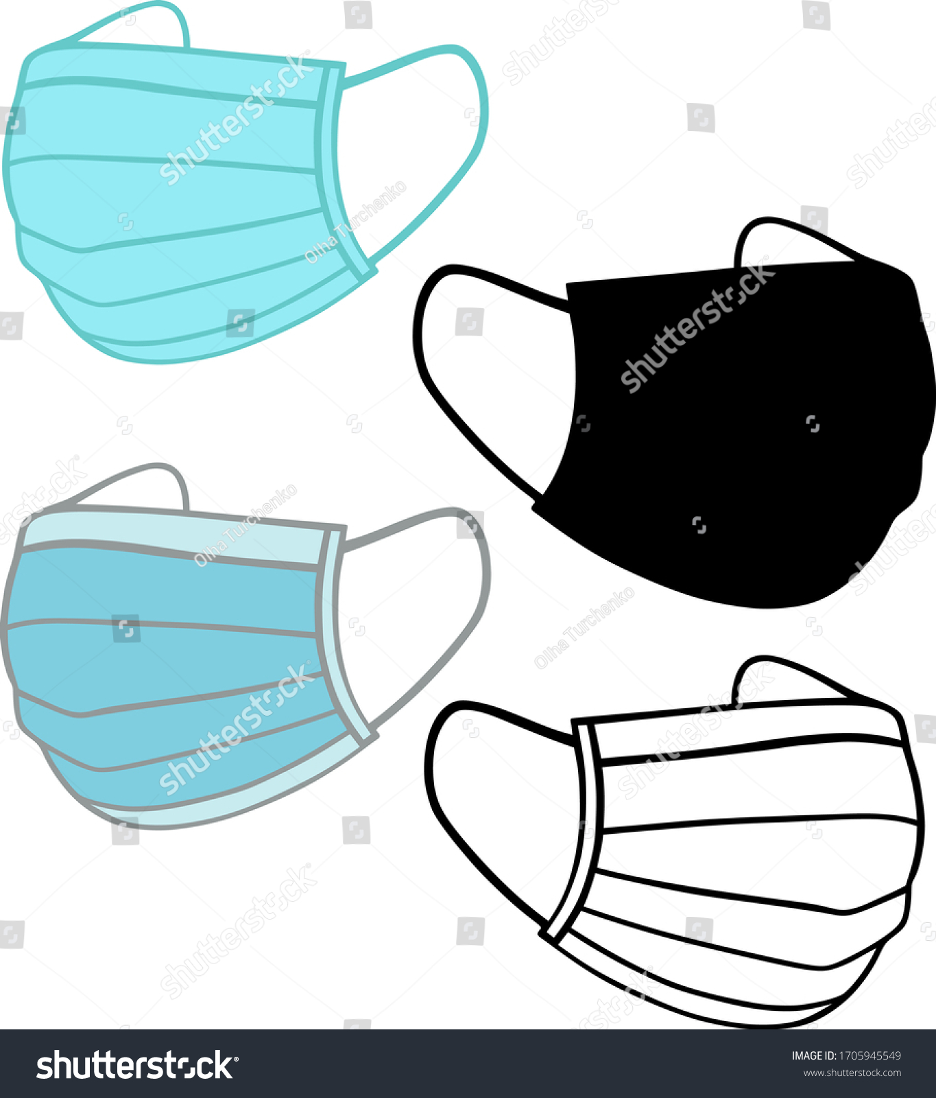 Face Mask Vector Black Silhouette Isolated 库存矢量图（免版税）1705945549 ...