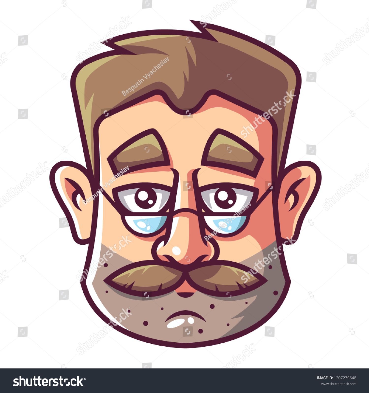 Face Man Beard Glasses Vector Illustration Stock Vector Royalty Free