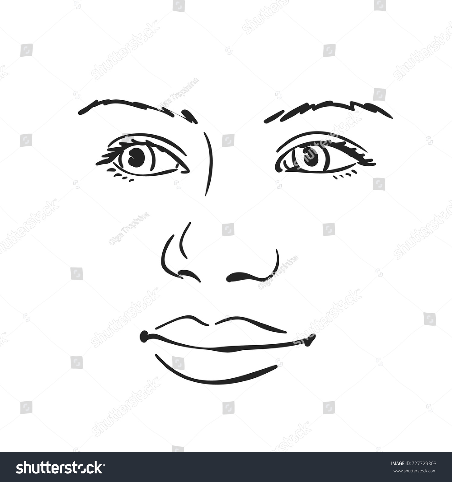 Face Beautiful Girl Vector Sketch Hand Stock Vector Royalty Free