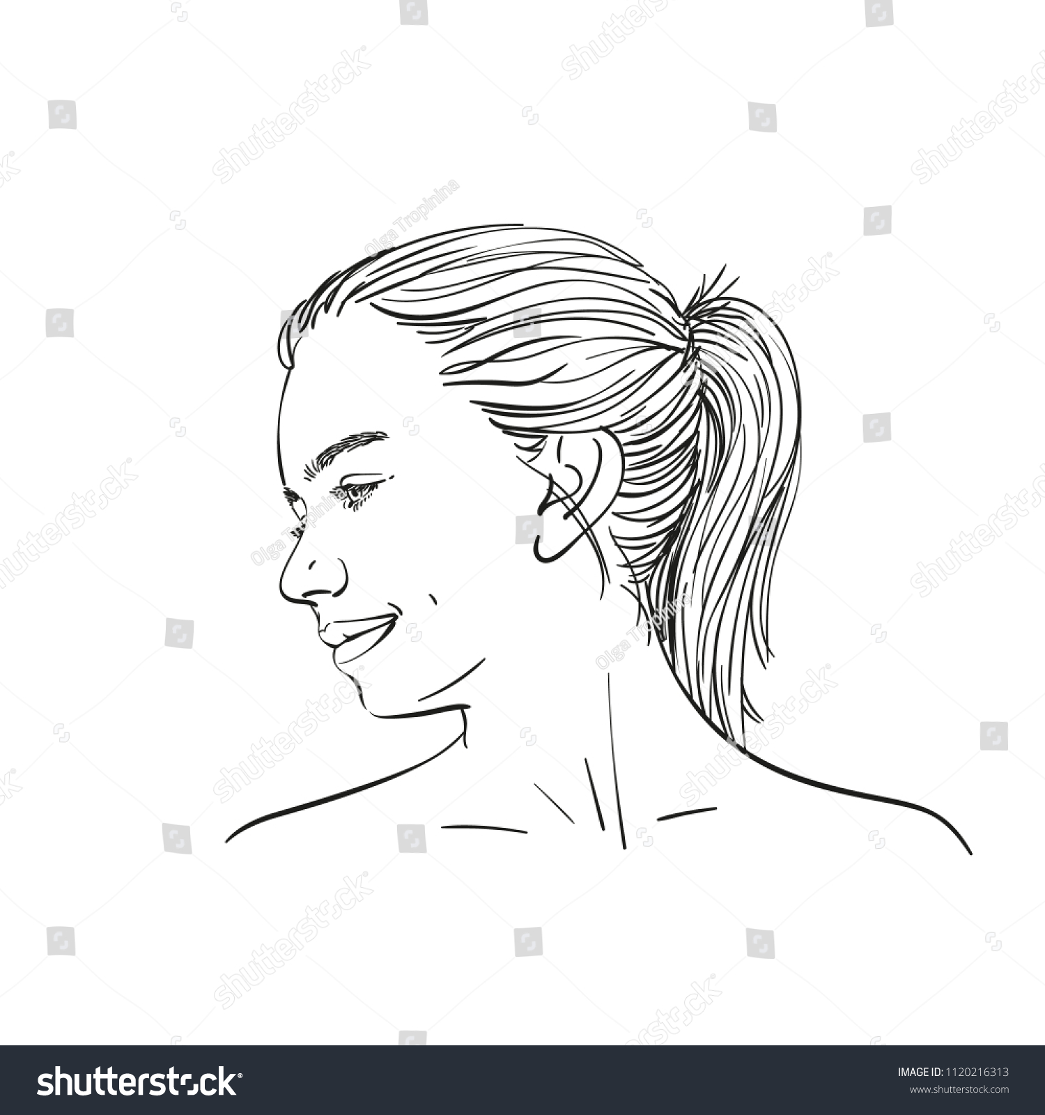 Face Young Teenage Girl Profile Long Stock Vector Royalty Free 1120216313 Shutterstock
