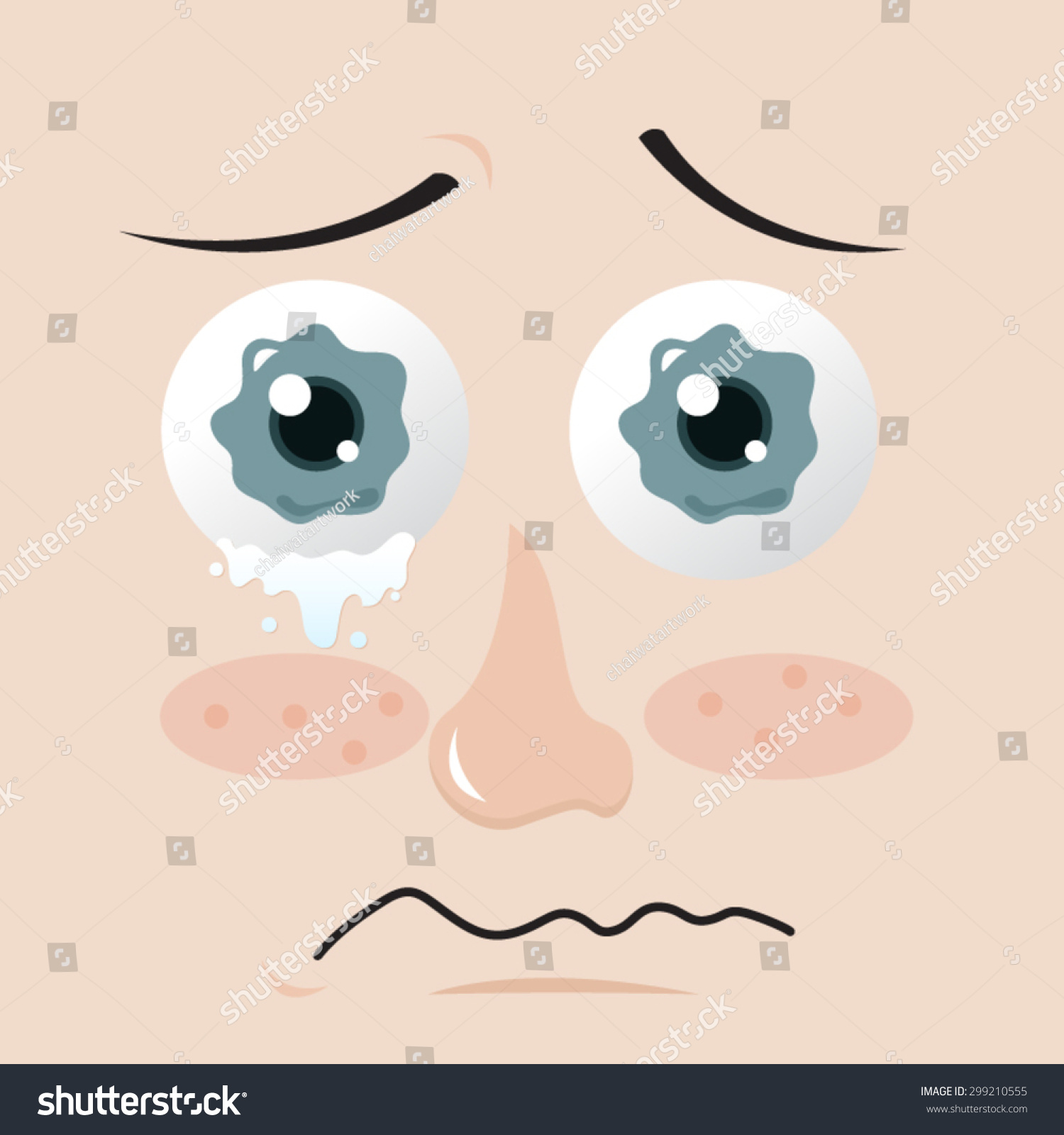 Face People Crying Mood Stock Vector (Royalty Free) 299210555