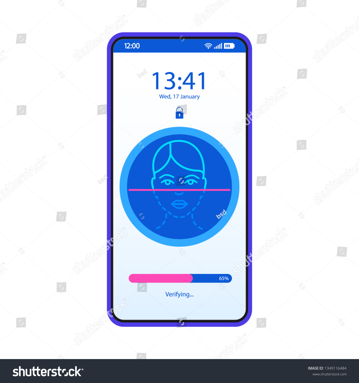 Face Recognition App Smartphone Interface Vector: vector de stock ...