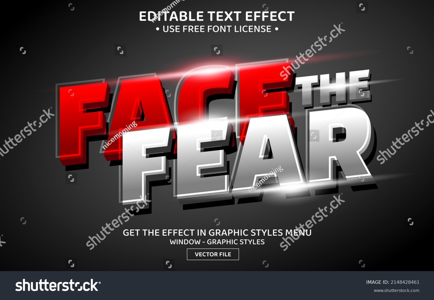 Face Fear 3d Editable Text Effect Stock Vector (Royalty Free ...
