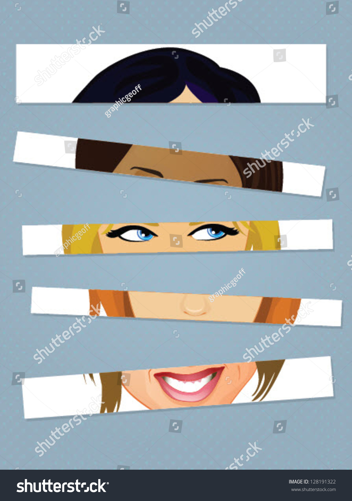 Faces Cut Into Strips Stock Vector (Royalty Free) 128191322