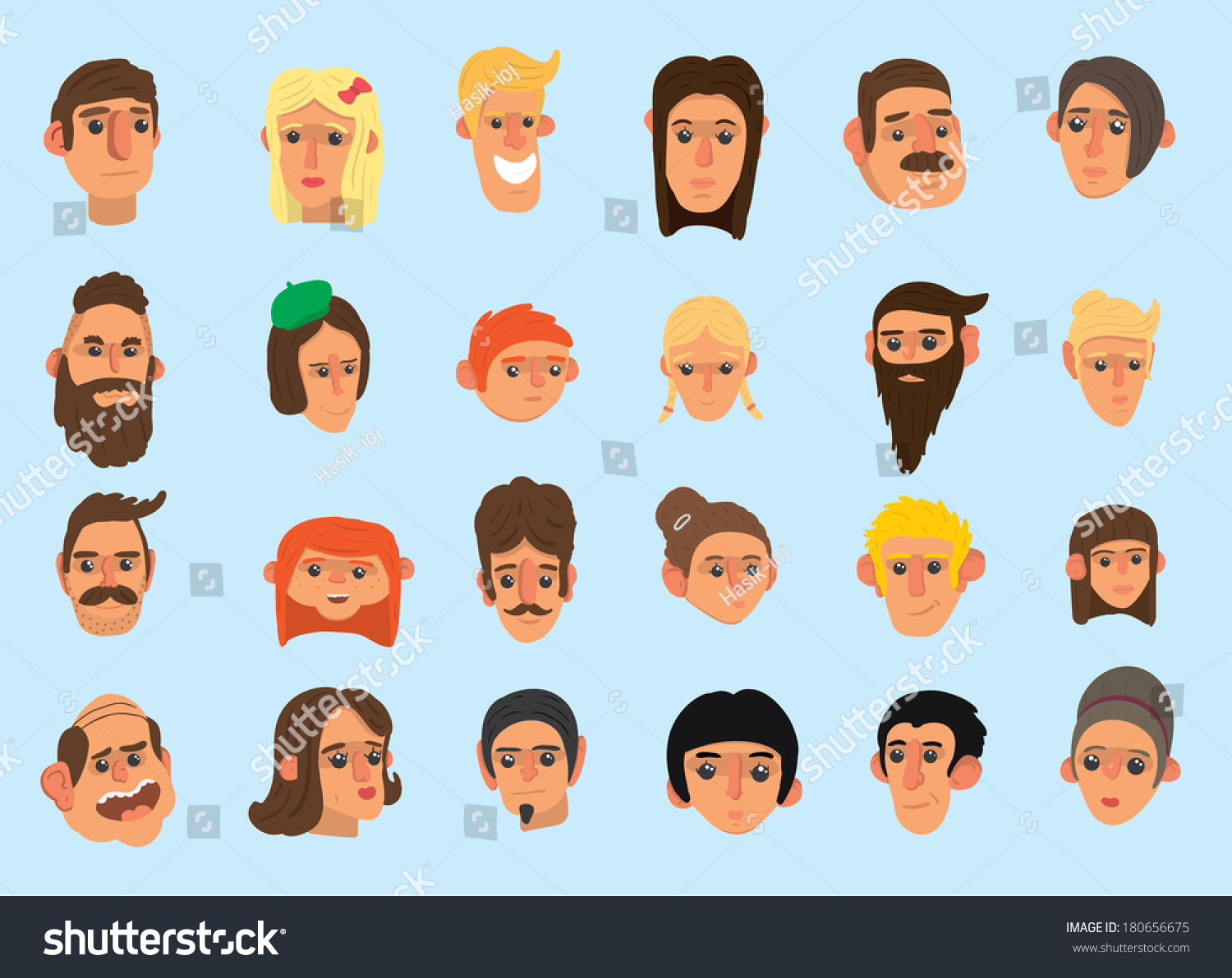Faces Icon Set Flat Design Simple 스톡 벡터 180656675 - Shutterstock
