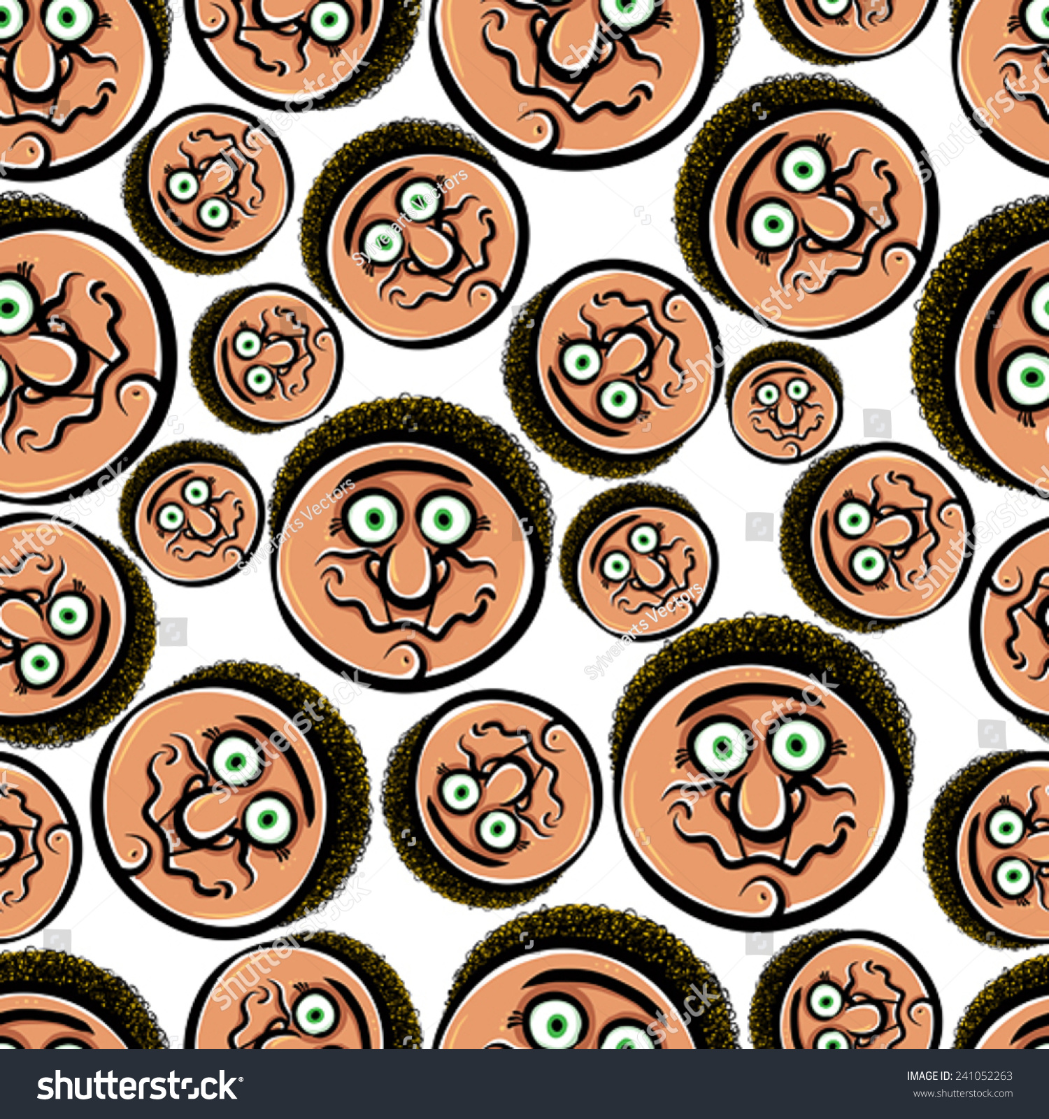 Faces Seamless Background Vector Cartoon Style Stock Vector (Royalty ...