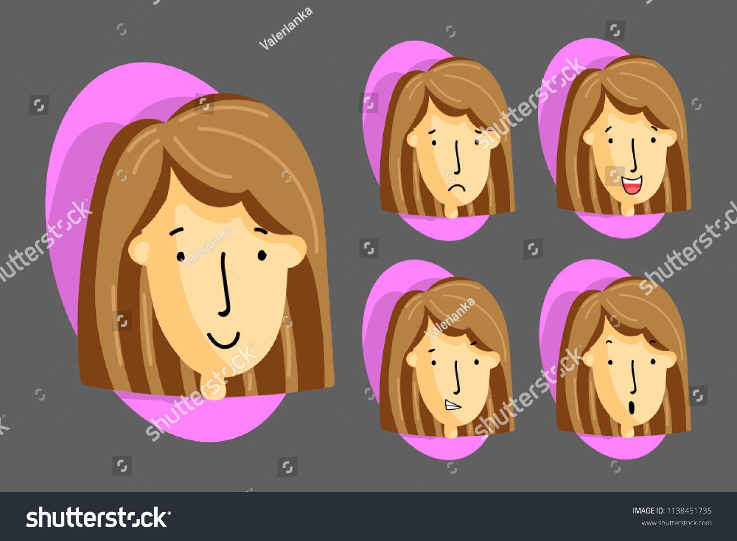 Facial Expression Vector Character Illustration Stock Vector (Royalty ...