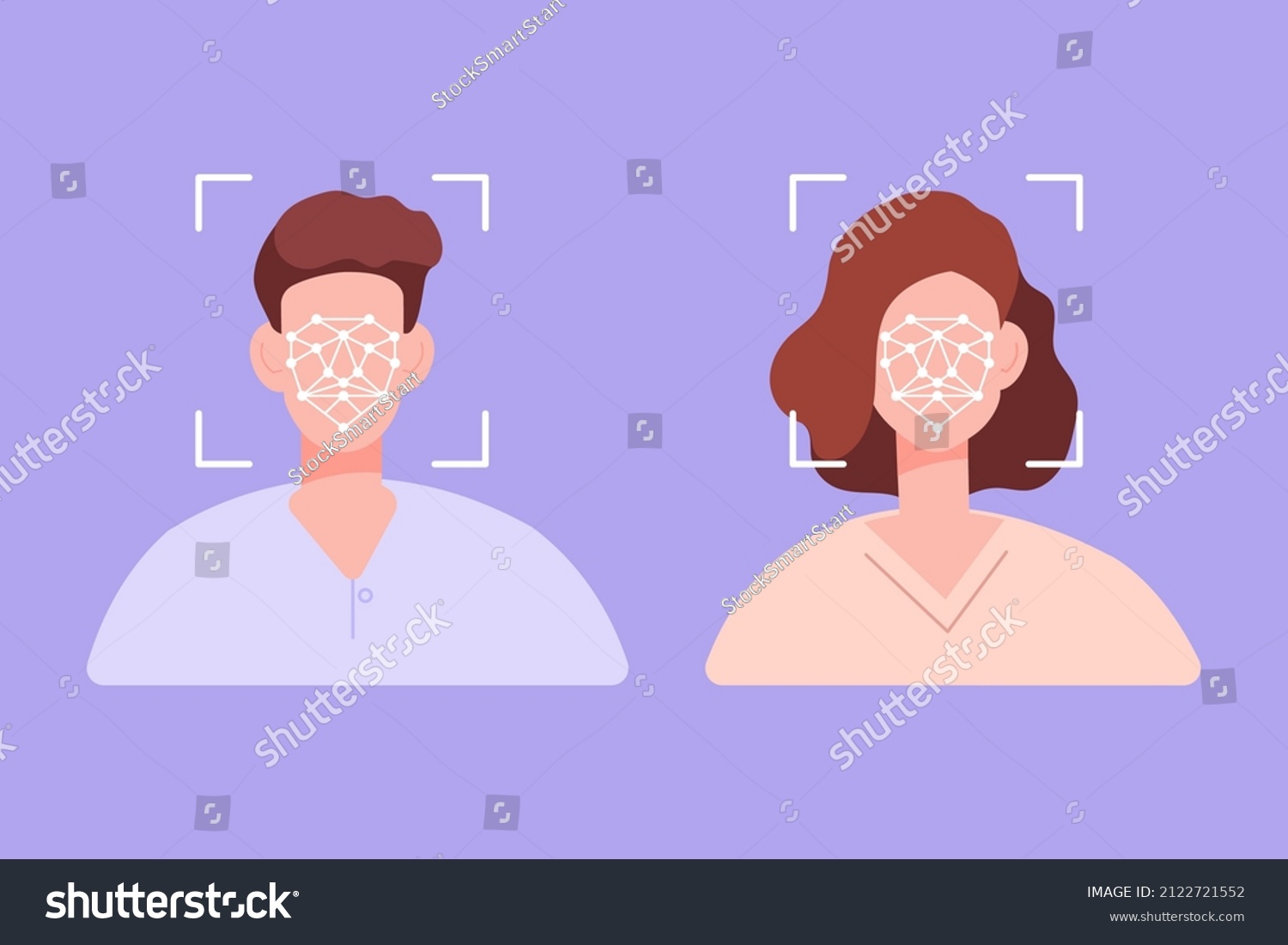 Facial Verification Face Recognition Reader Biometric Stock Vector ...
