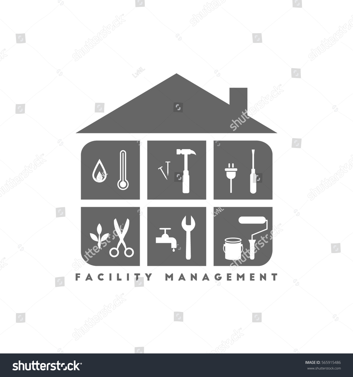 Facility Management Concept Building Various Working Stock Vector ...