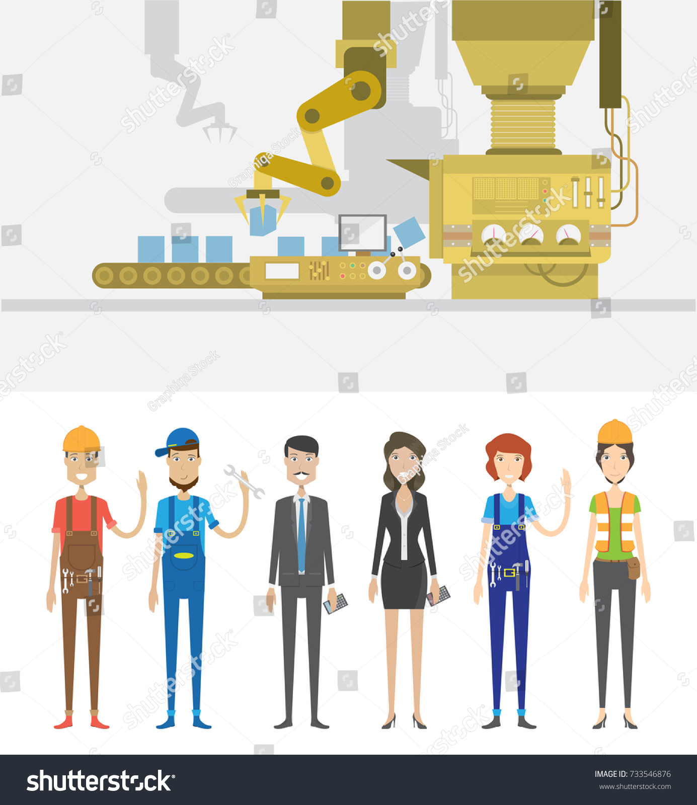 Factory Background Characters Concept Stock Vector (Royalty Free ...