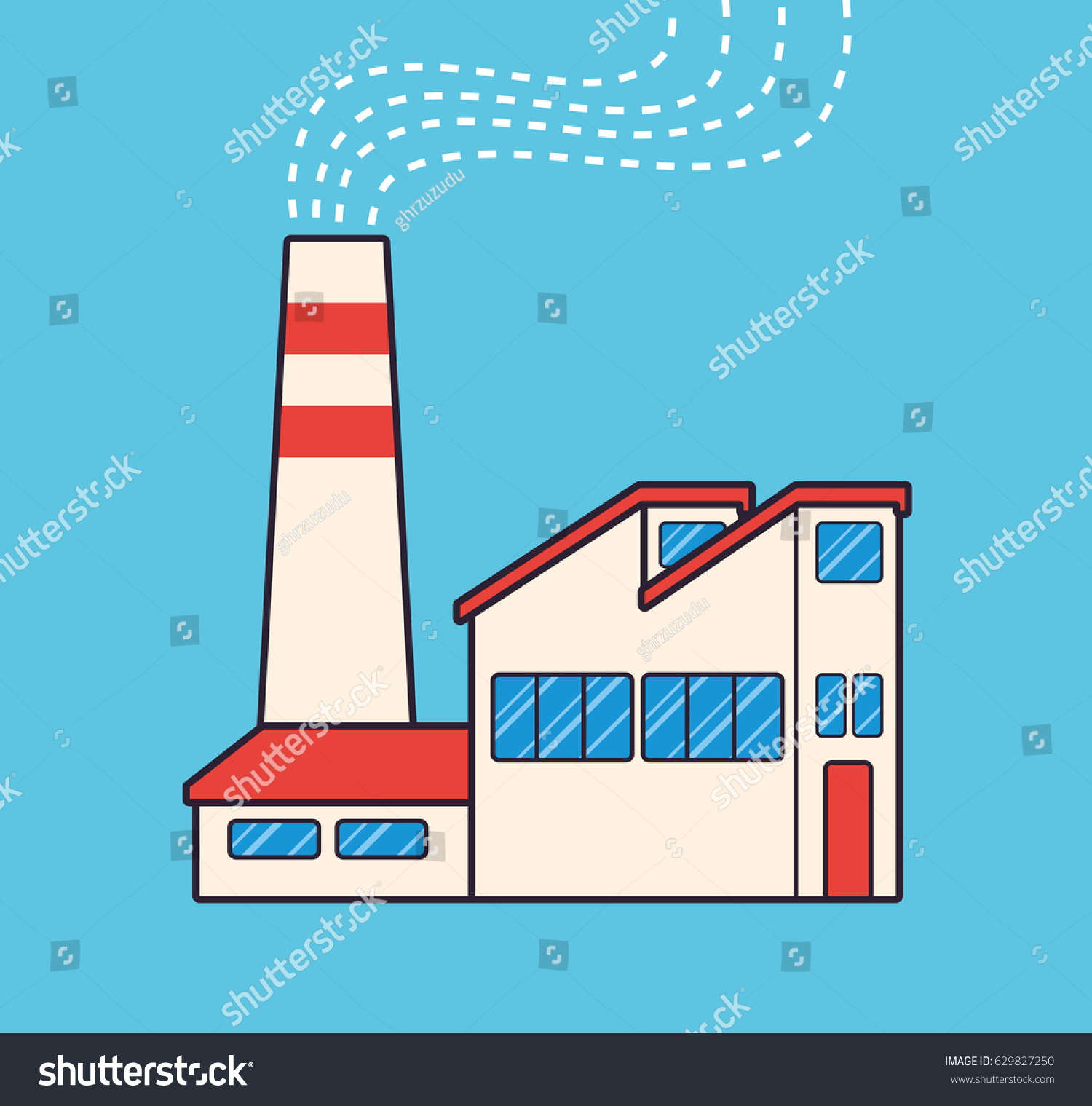 Factory Building Vector Stock Vector (Royalty Free) 629827250 ...