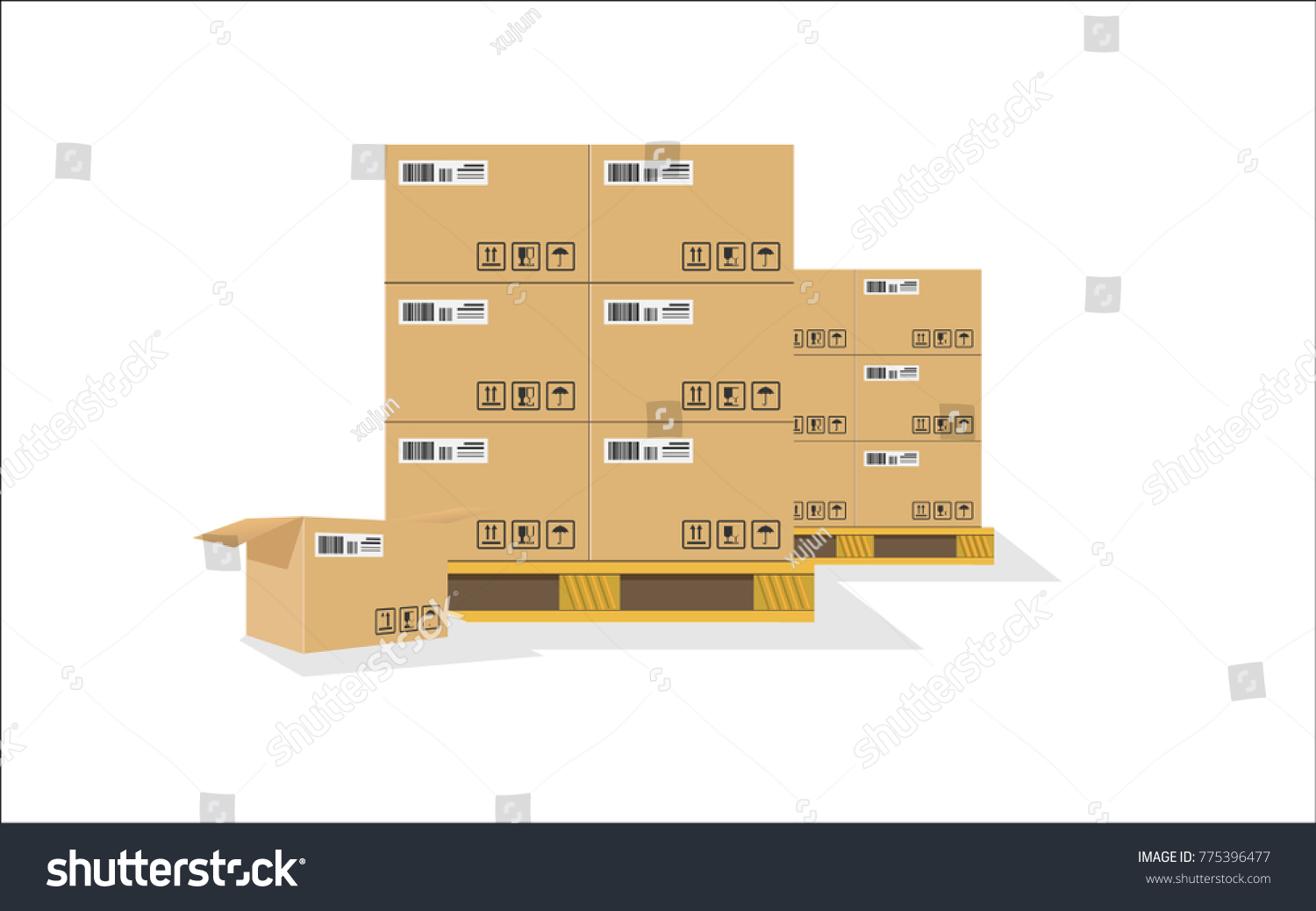 Vektor Stok Factory Cartons Vector Illustrations (Tanpa Royalti ...