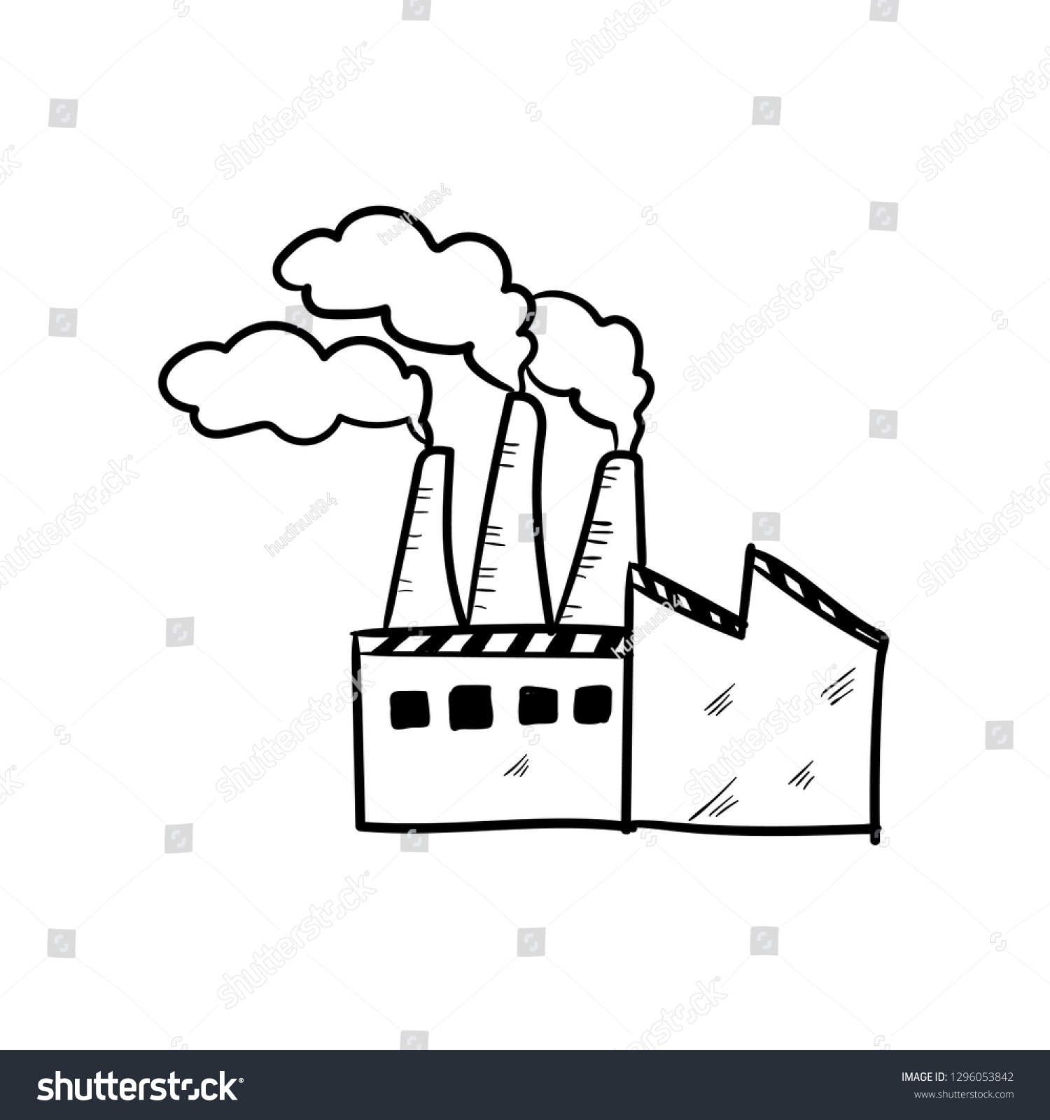 Factory Doodle Icon Vector Stock Vector (Royalty Free) 1296053842 ...