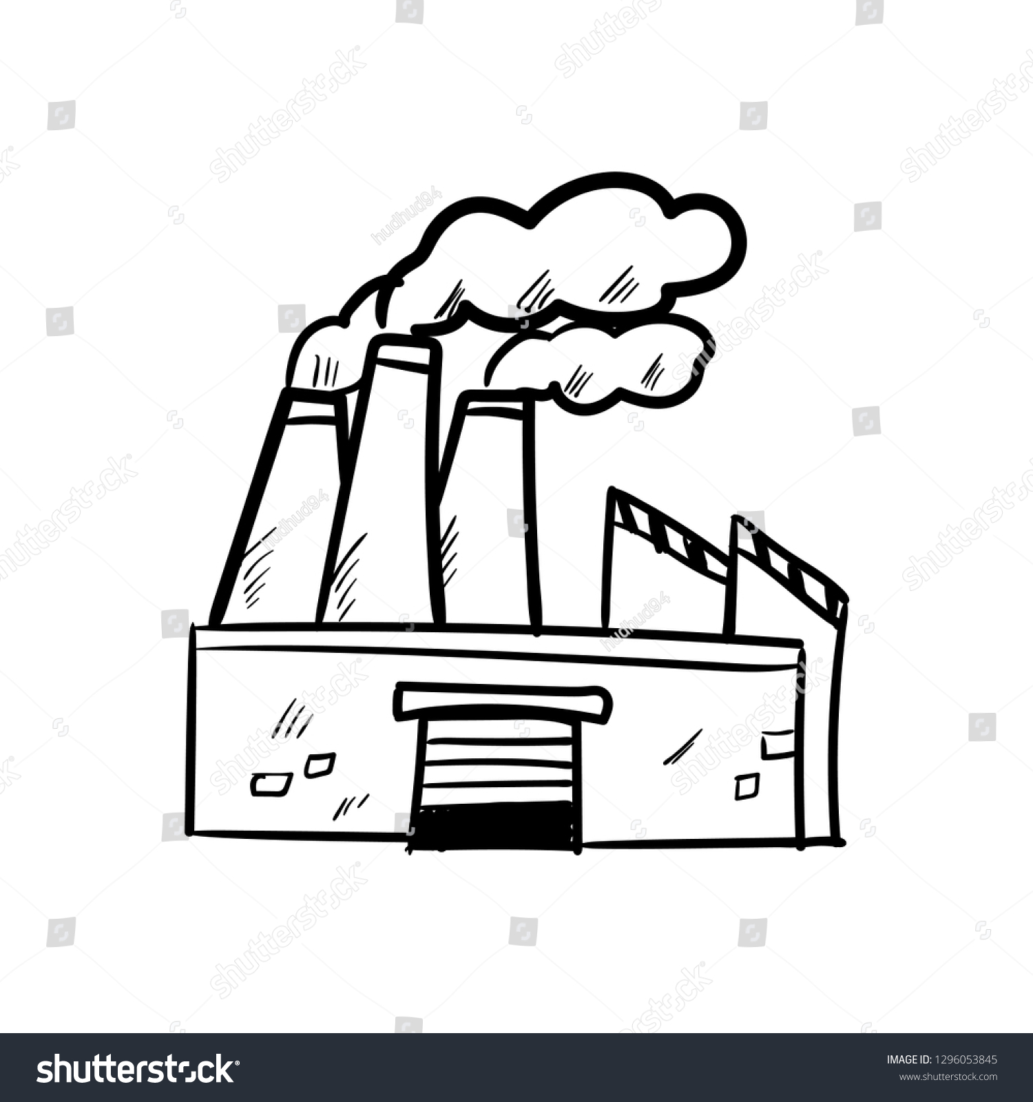 Factory Doodle Icon Vector Stock Vector (Royalty Free) 1296053845 ...