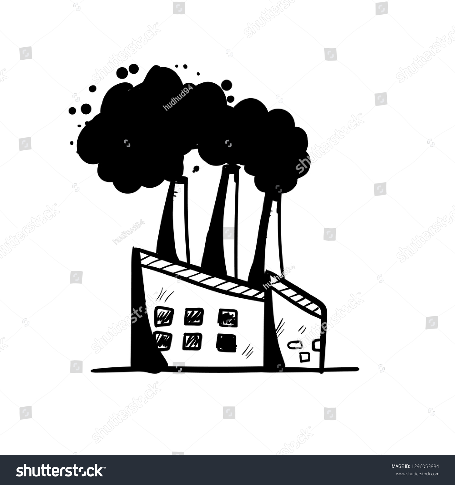 Factory Doodle Icon Vector Stock Vector (Royalty Free) 1296053884 ...