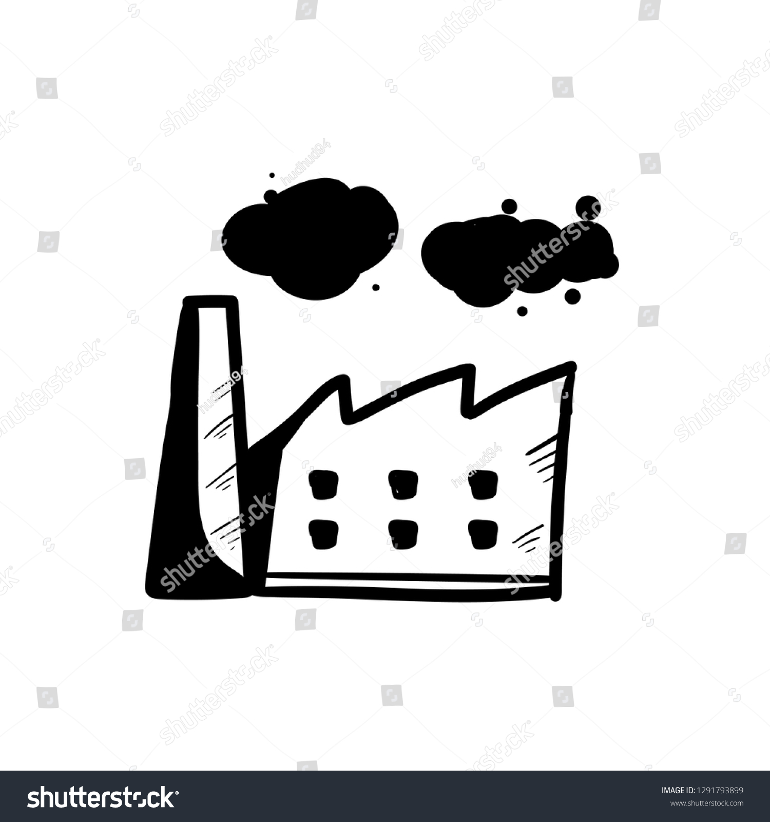 Factory Doodle Icon Vector Drawing Stock Vector (Royalty Free ...