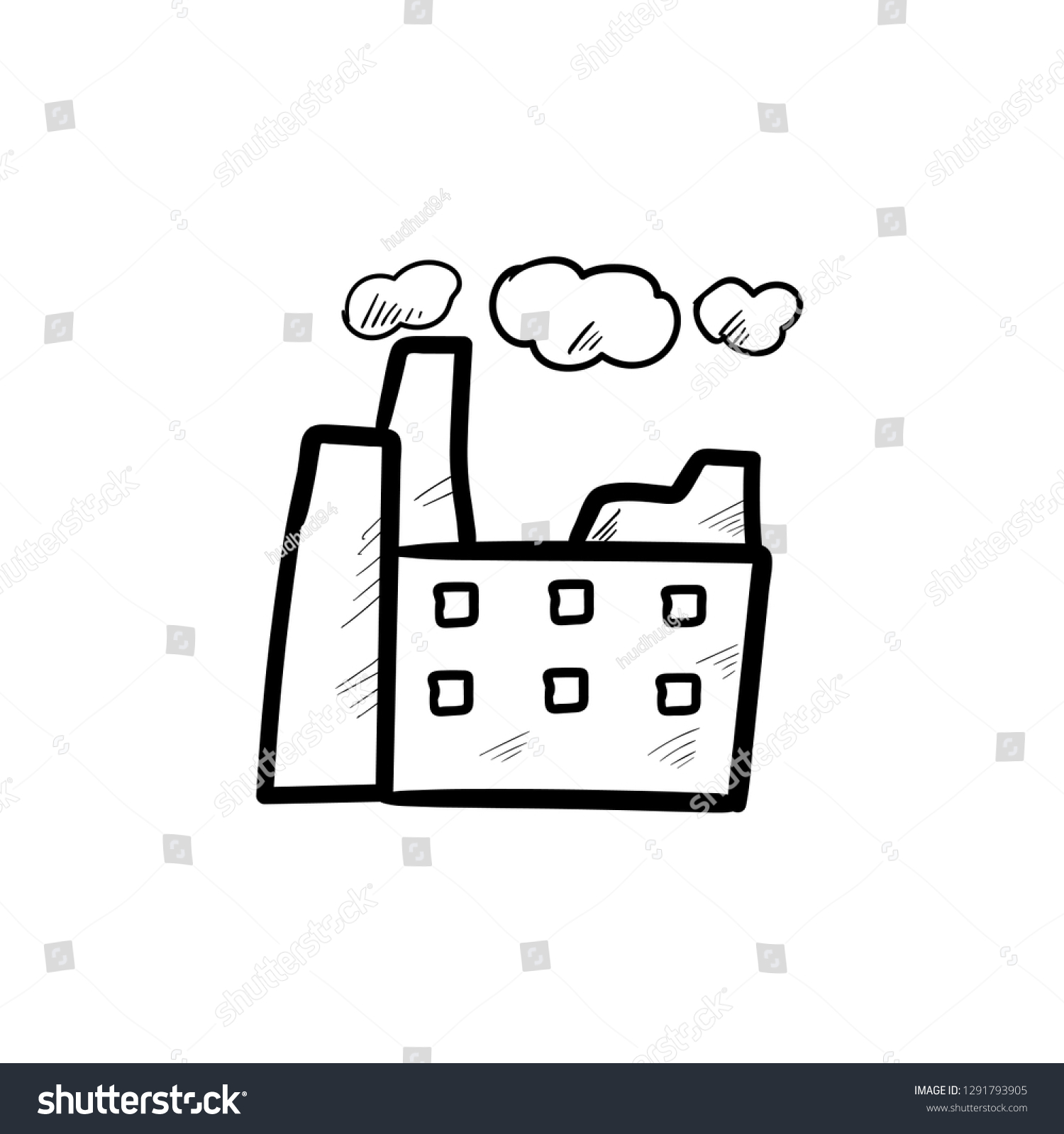 Factory Doodle Icon Vector Drawing Stock Vector (Royalty Free ...
