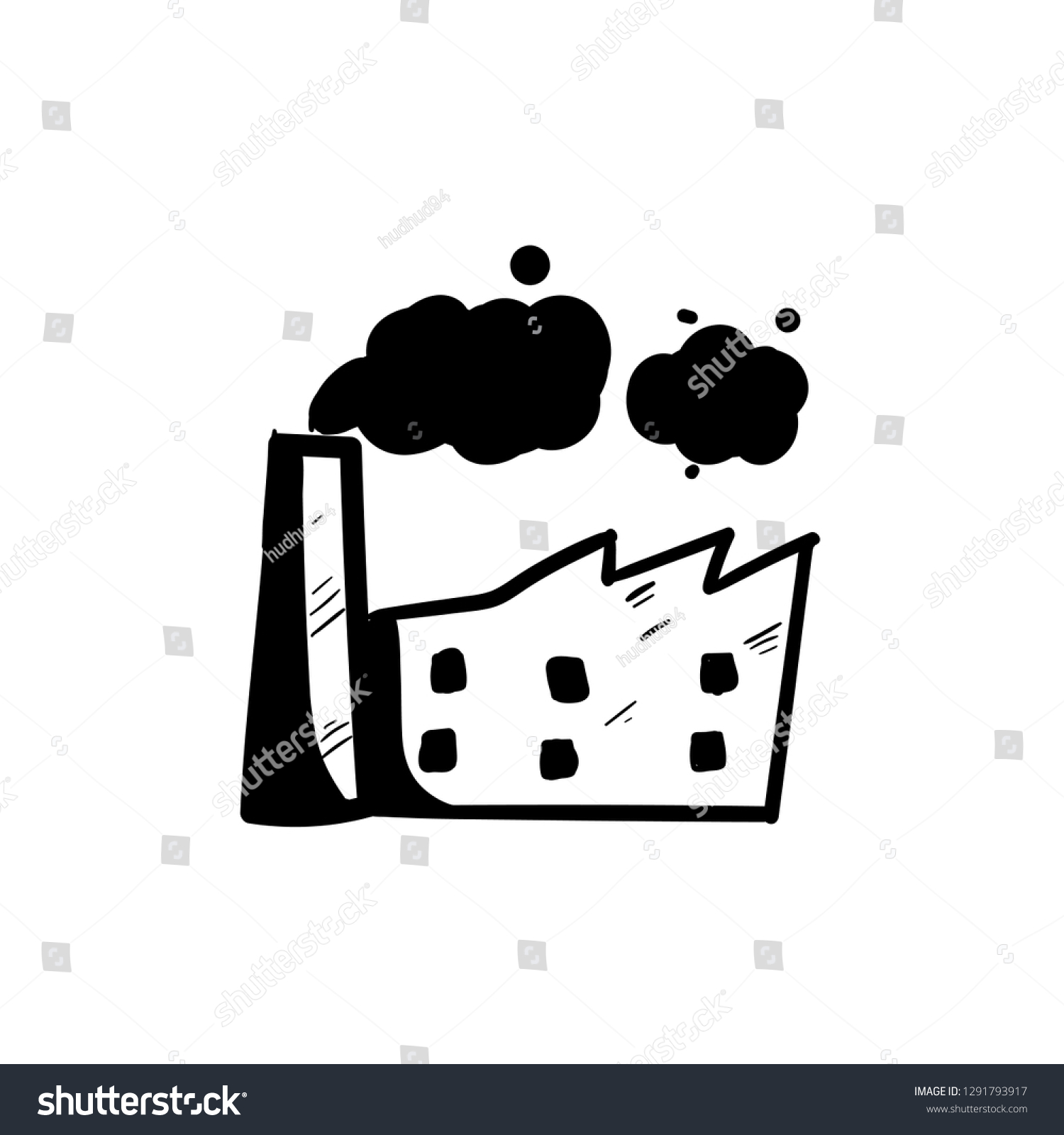 Factory Doodle Icon Vector Drawing: vector de stock (libre de regalías ...