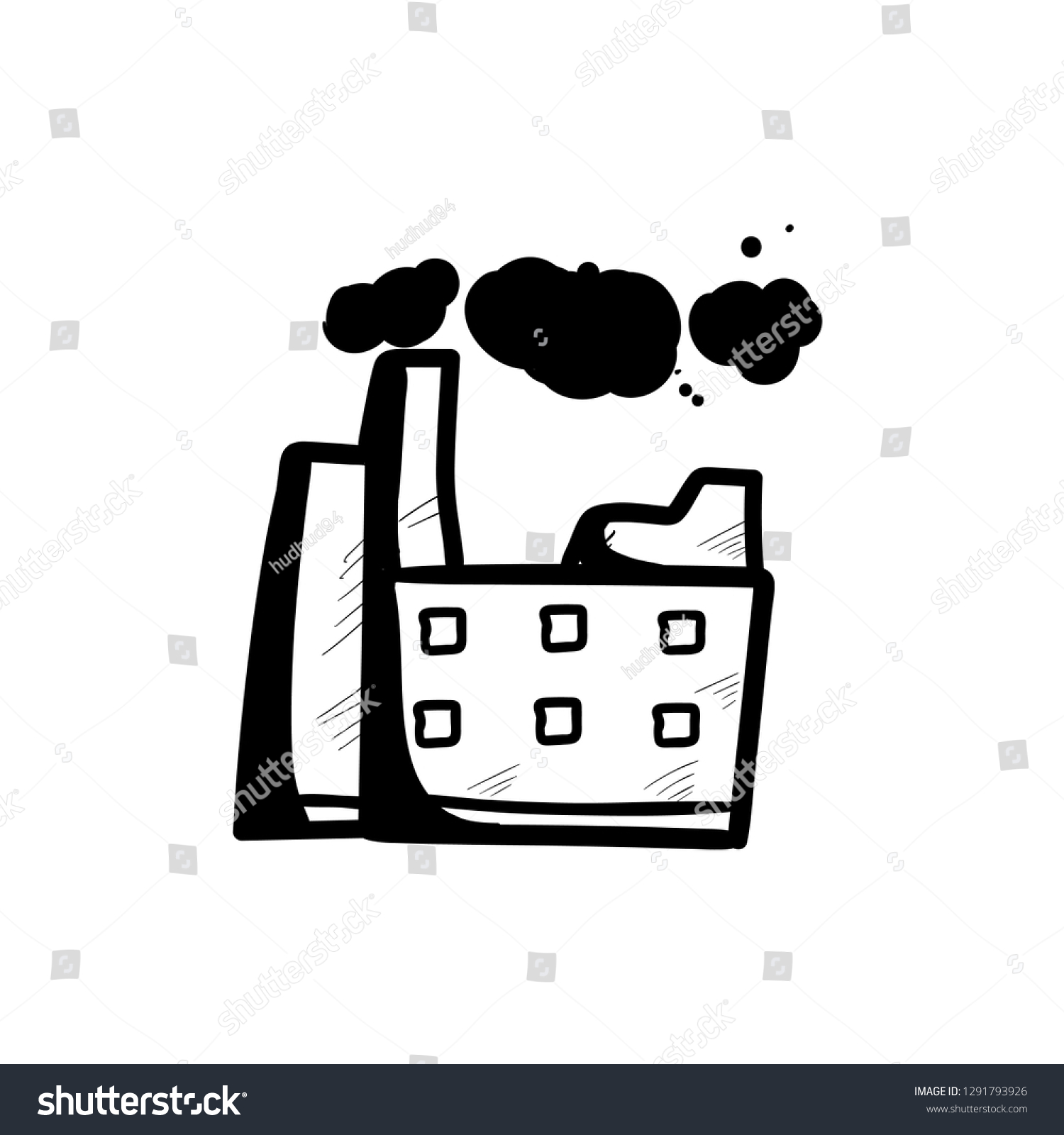 Factory Doodle Icon Vector Drawing Stock Vector (Royalty Free ...