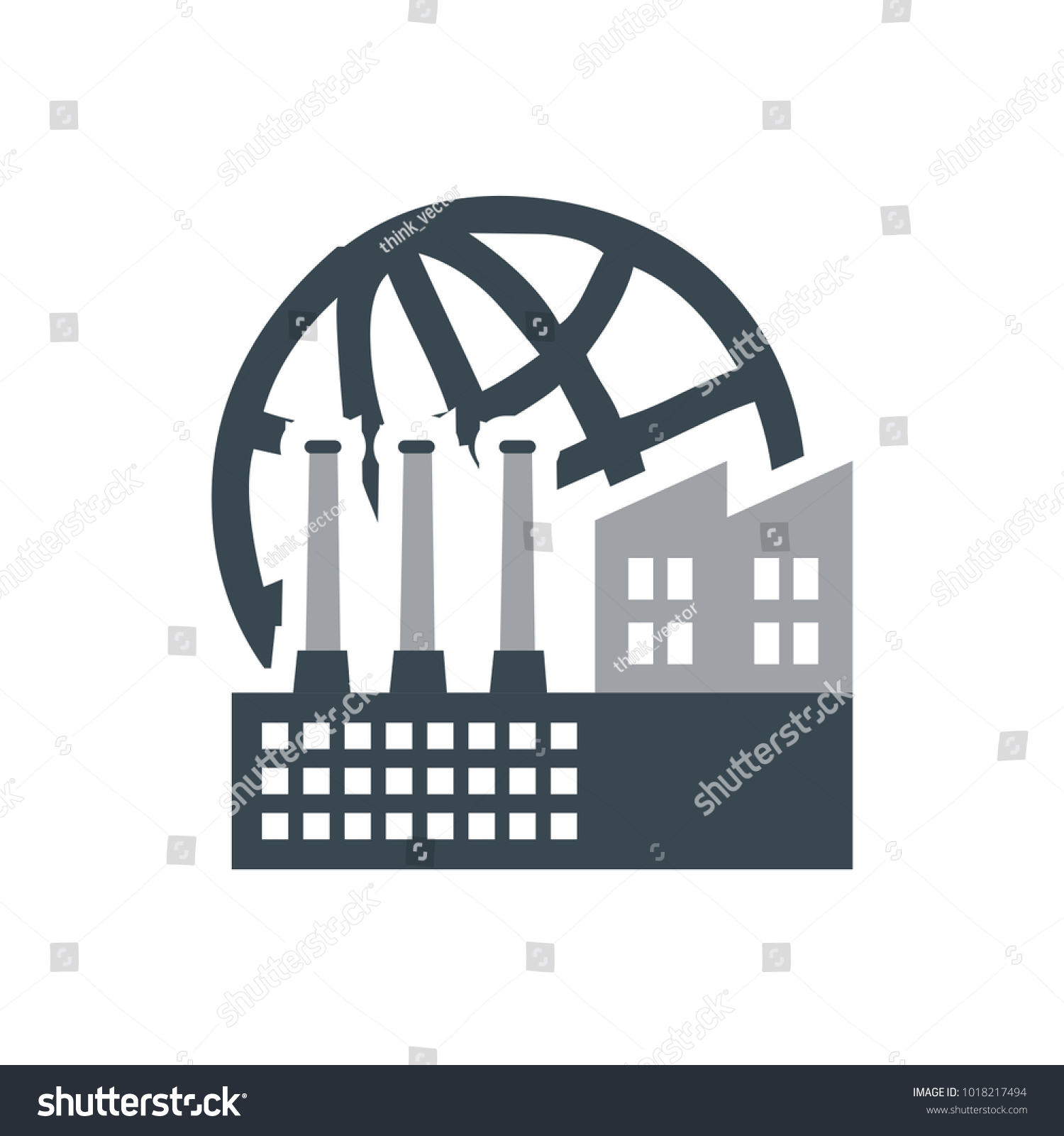 Factory Globe Logo Stock Vector (Royalty Free) 1018217494