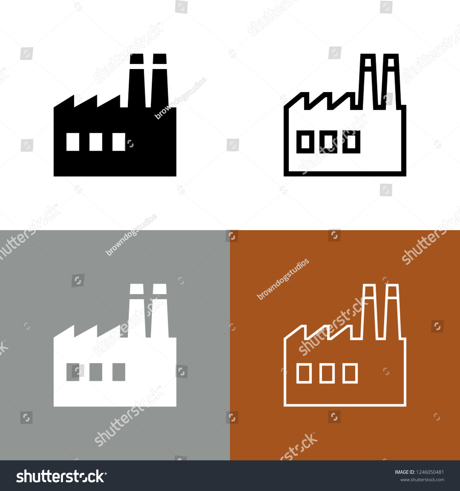 Factory Icon Set Stock Vector (Royalty Free) 1246050481 | Shutterstock