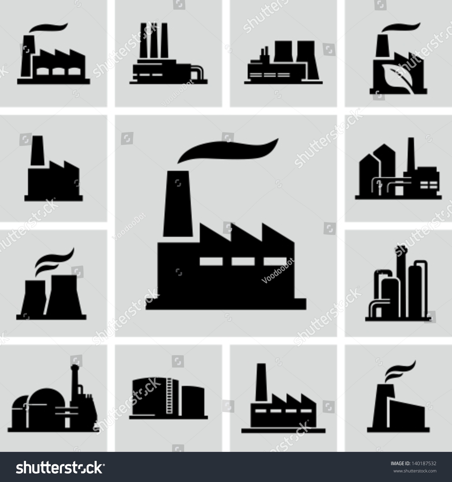 Factory Icons Stock Vector Illustration 140187532 : Shutterstock