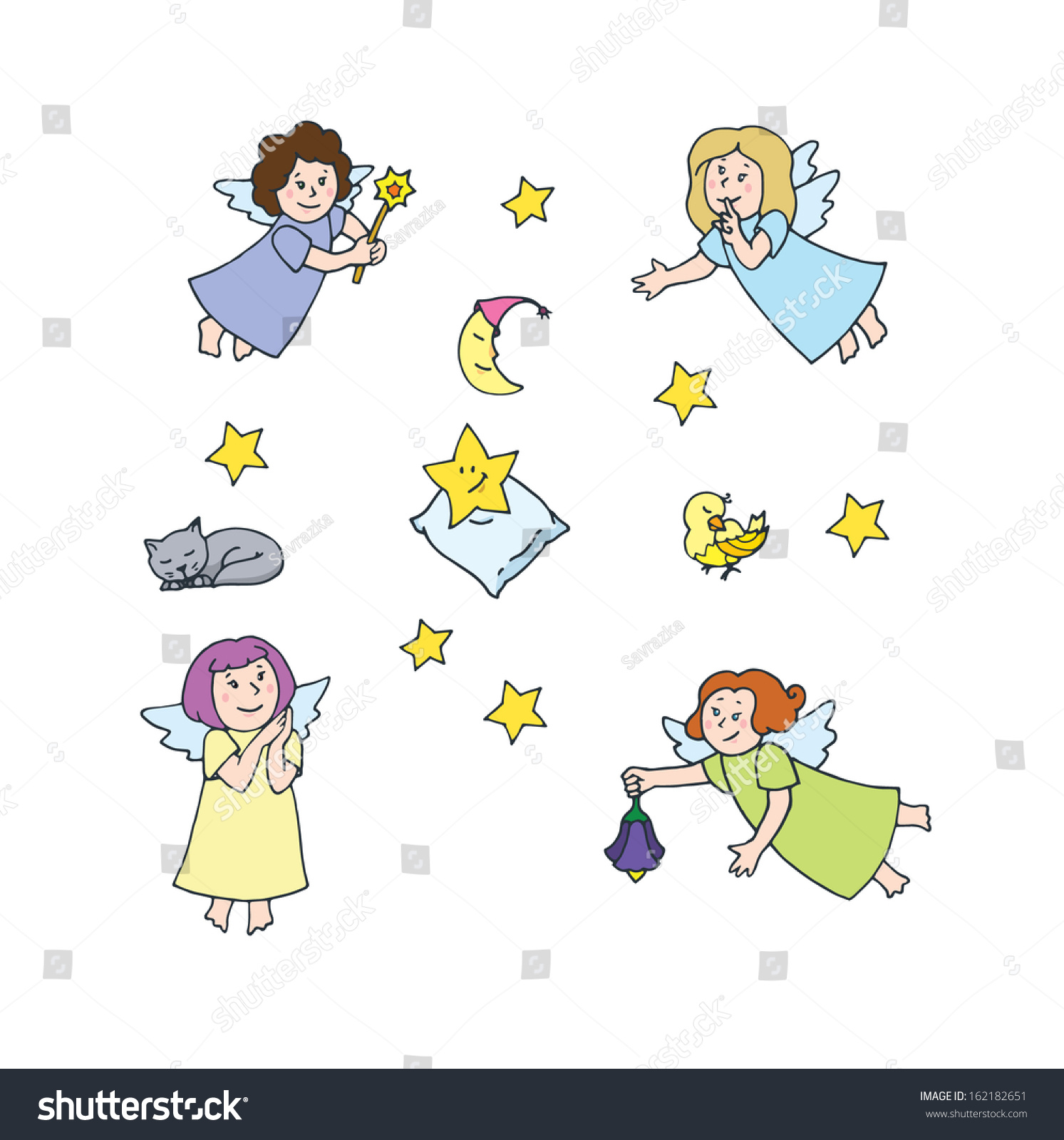 Fairies Sleep Vector Stock Vector (Royalty Free) 162182651 | Shutterstock
