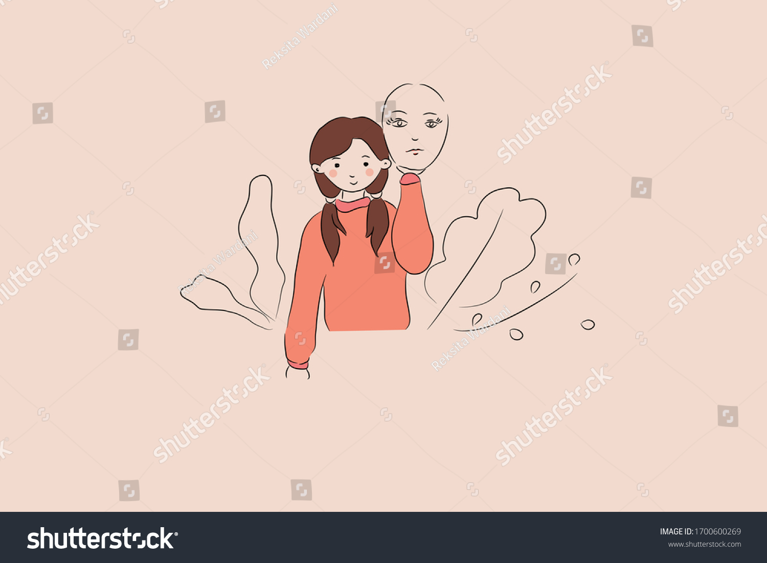 Fake-face-Konzept, handgezeichnete Vektorillustration: Stock ...