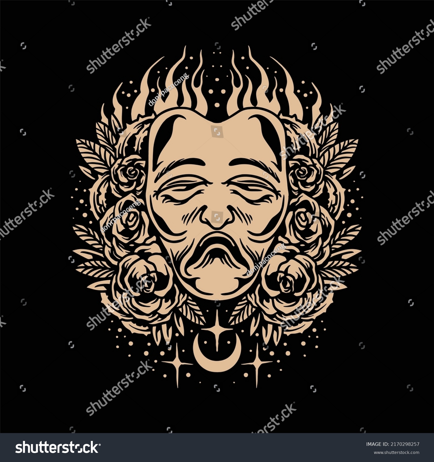 Fake Face Tattoo Vector Design Stock Vector (Royalty Free) 2170298257 ...