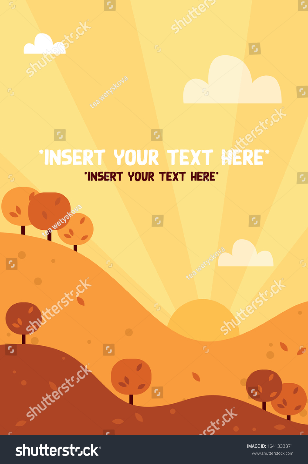 Fall Autumn Landscape Poster Layout Vector Stock Vector (Royalty Free ...