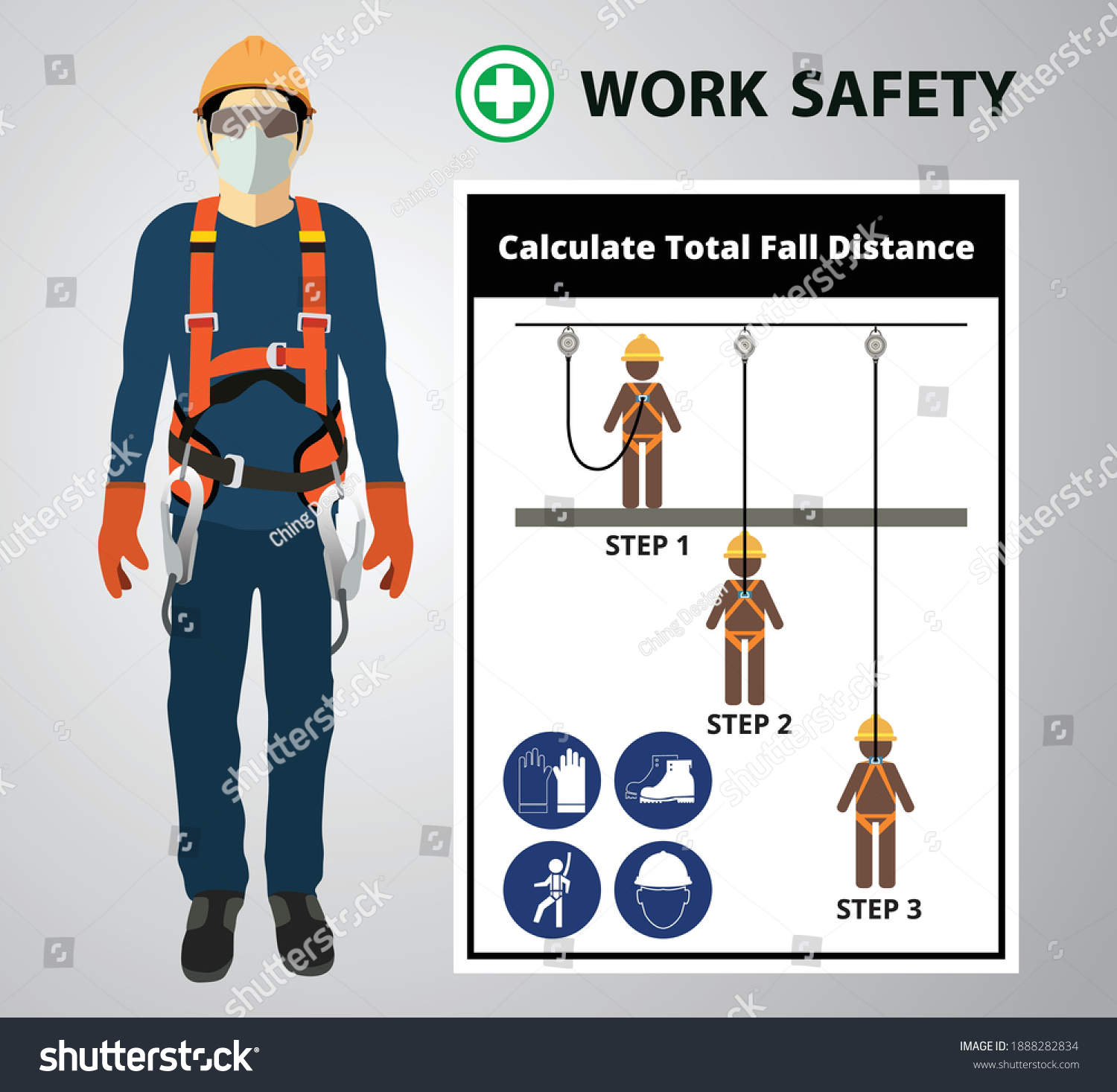 Fall Protection Construction Worker Safety First Stock Vector (Royalty ...
