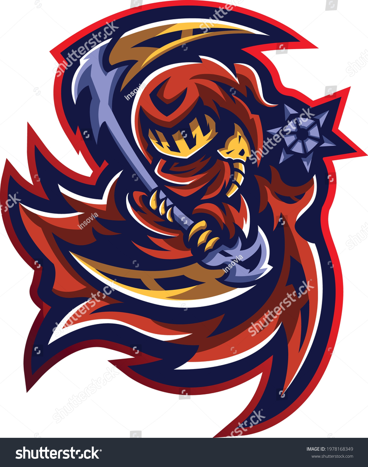 Fallen Knight Logo Concept Idea Stock Vector (Royalty Free) 1978168349