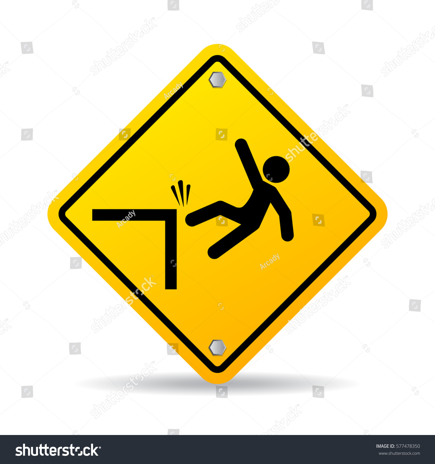 Falling Danger Vector Sign On White Stock Vector 577478350 - Shutterstock